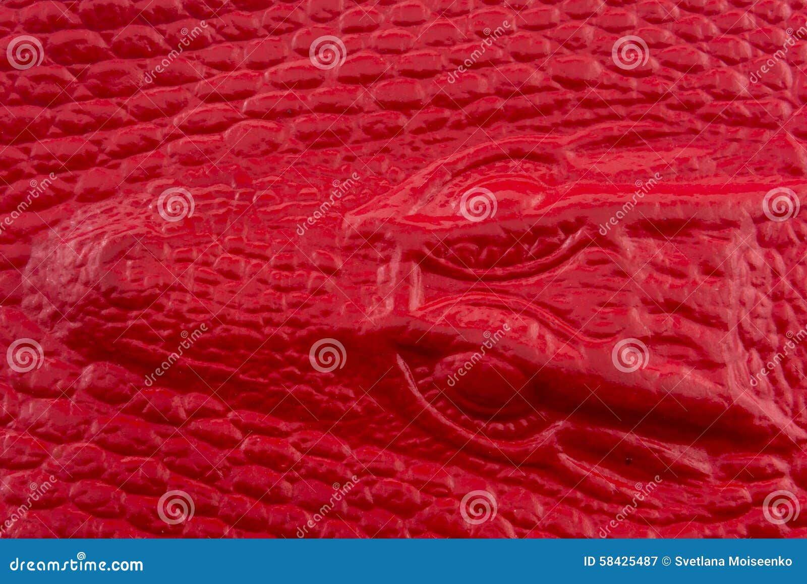 Red Crocodile Leather with Alligator Head Stock Image - Image of adder ...