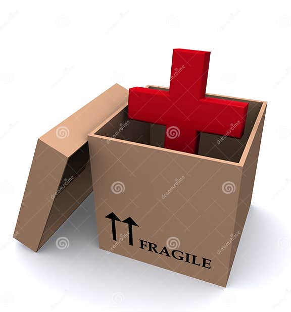 Red cross in a box editorial stock photo. Illustration of isolated ...