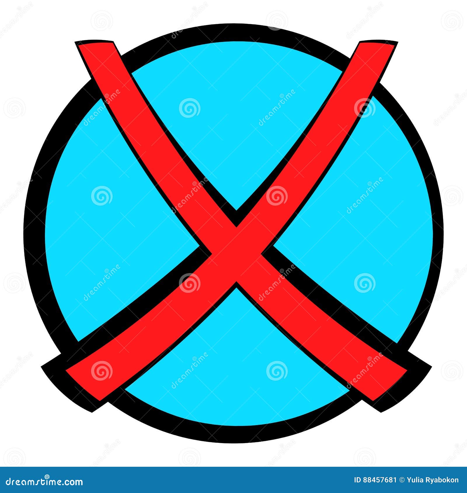 Red Cross, Check Mark Icon Cartoon Stock Vector - Illustration of icon ...
