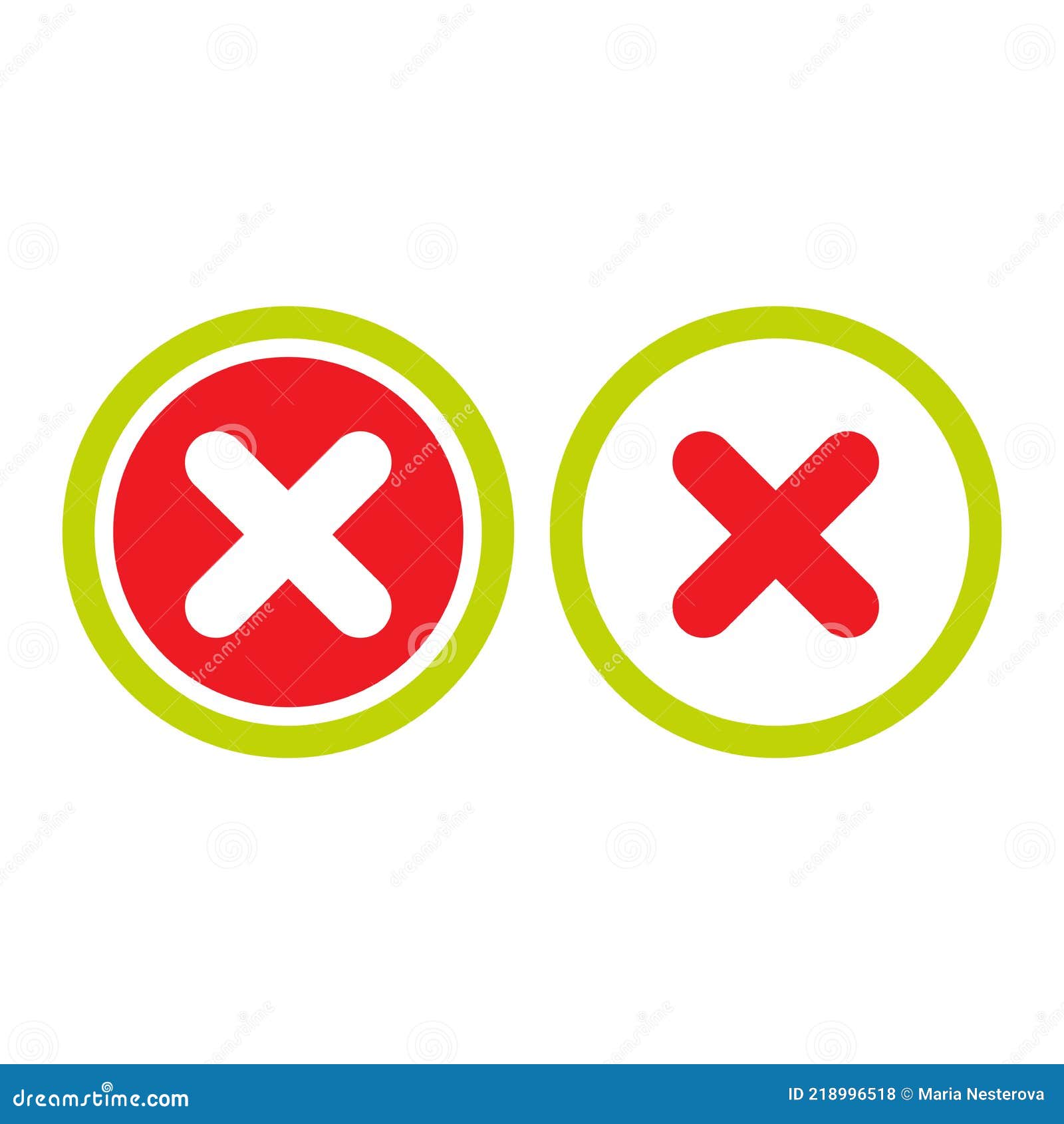 Red Cross in Circle Set. Delete Button. Warning Error Icon Stock Vector ...