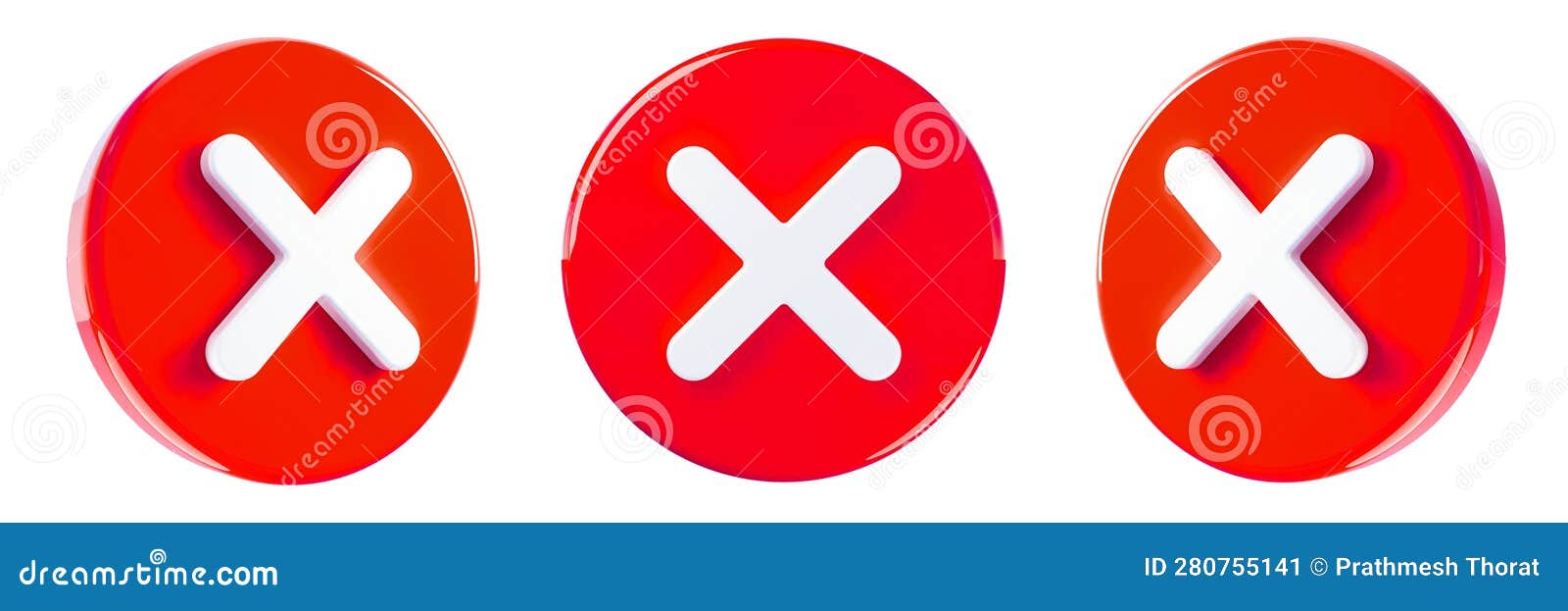 Red Cross 3D Icon. Wrong, Rejection Sign from Rounded Icon from ...