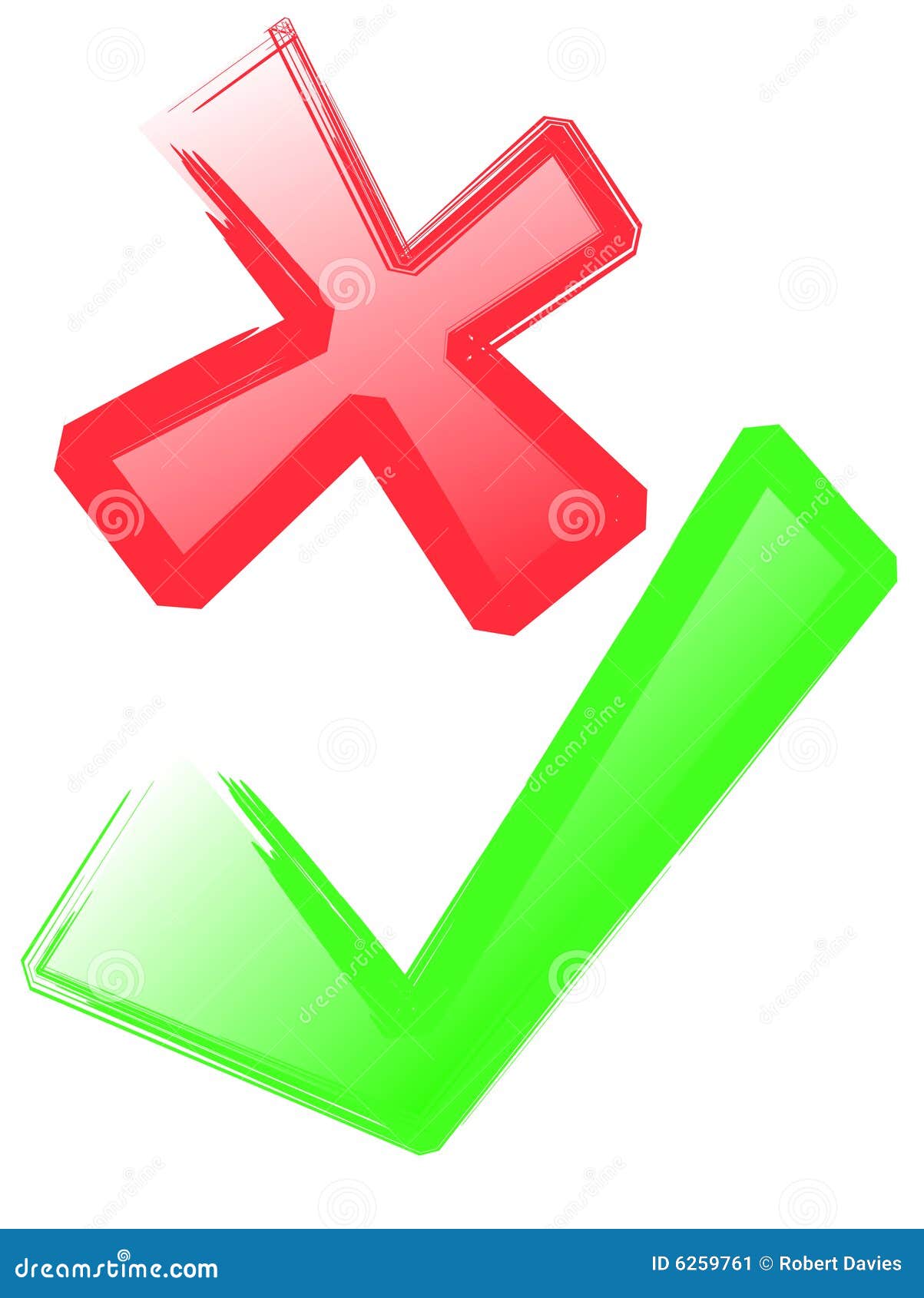 Red Cross and Green Tick stock vector. Illustration of mark - 6259761