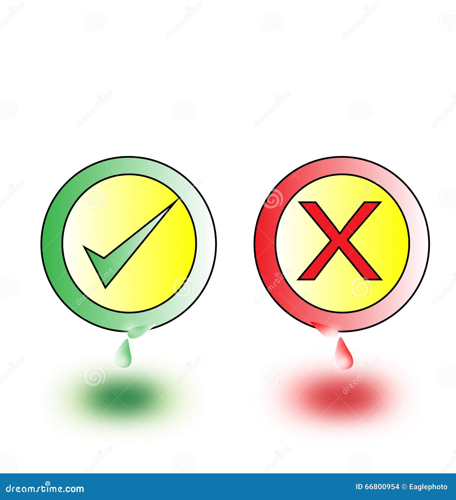 Red Cross and Green Tick As True and False on White Background. Stock ...