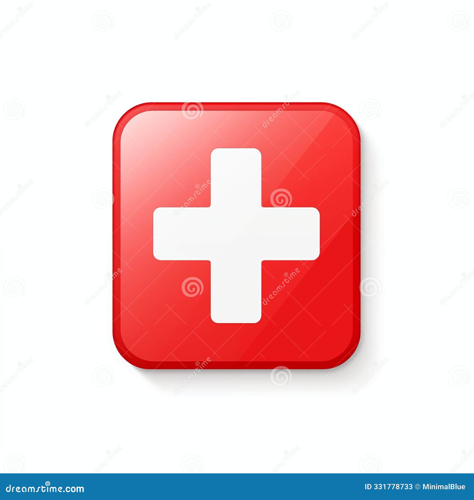 Red Cross Icon with White Background and Shadow for Medical and ...