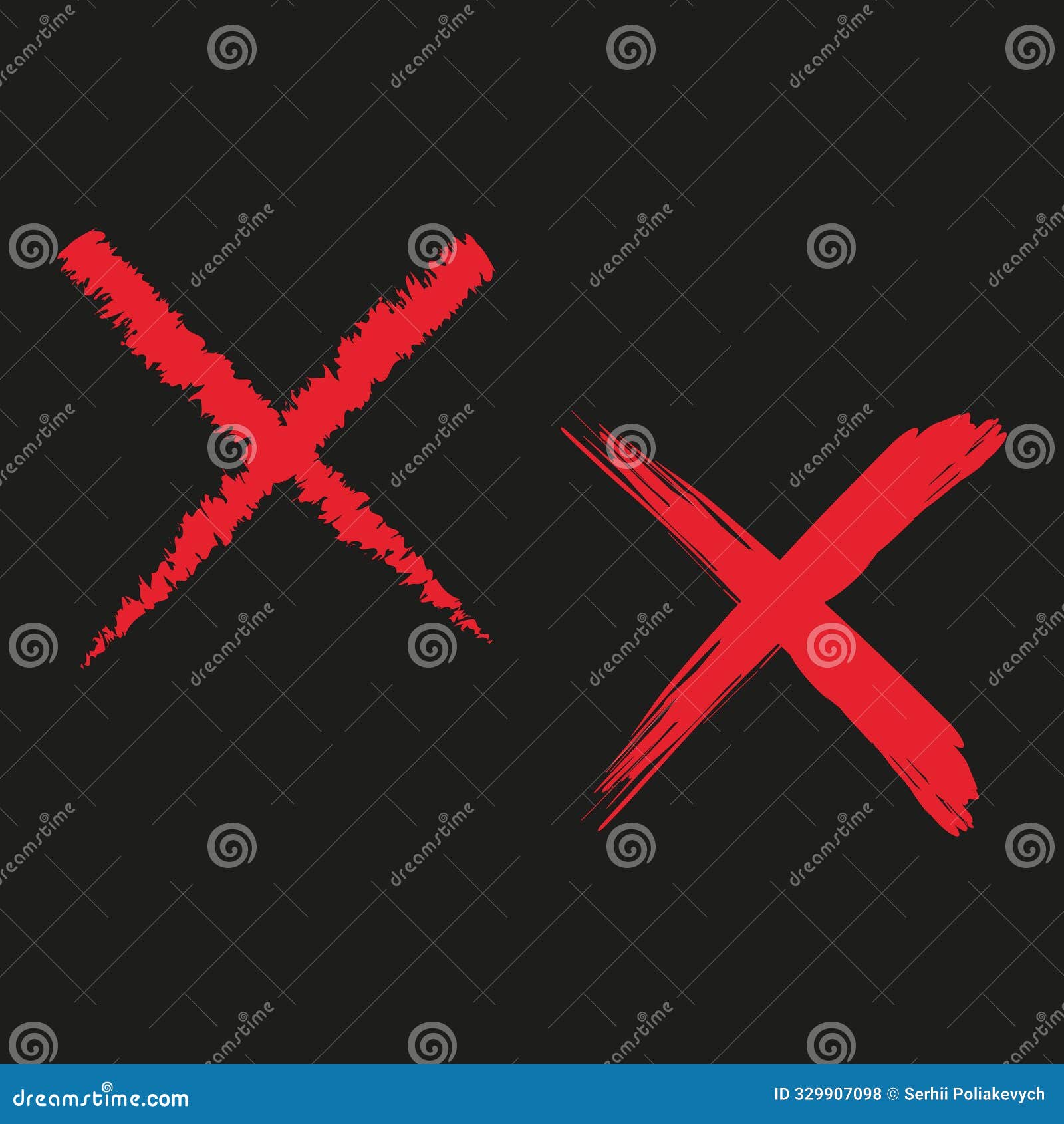 Red Cross Icons. Grunge Brush Strokes. Black Background Vector. Bold ...