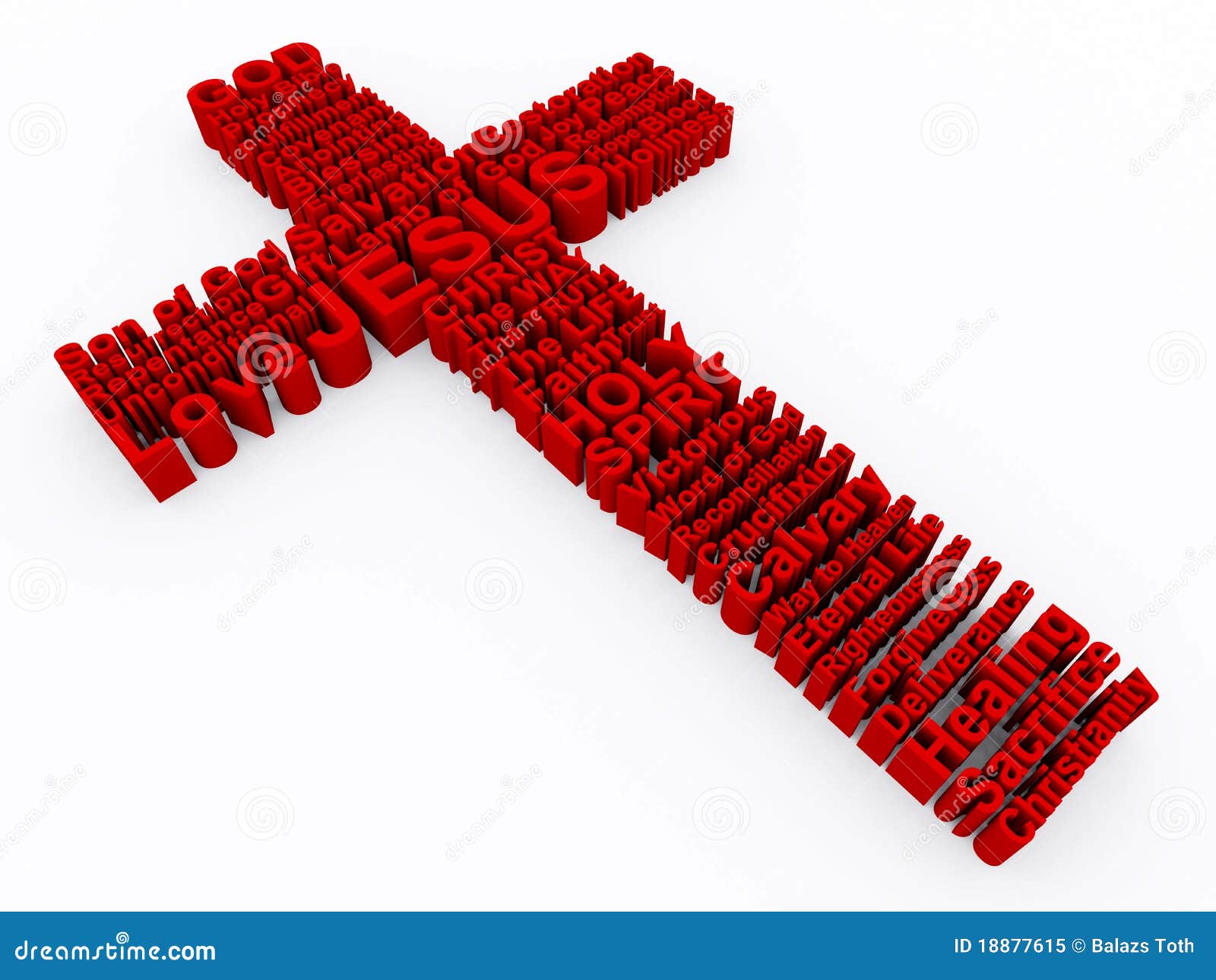 Red Cross Made Up of 3D Words Stock Illustration - Illustration of ...