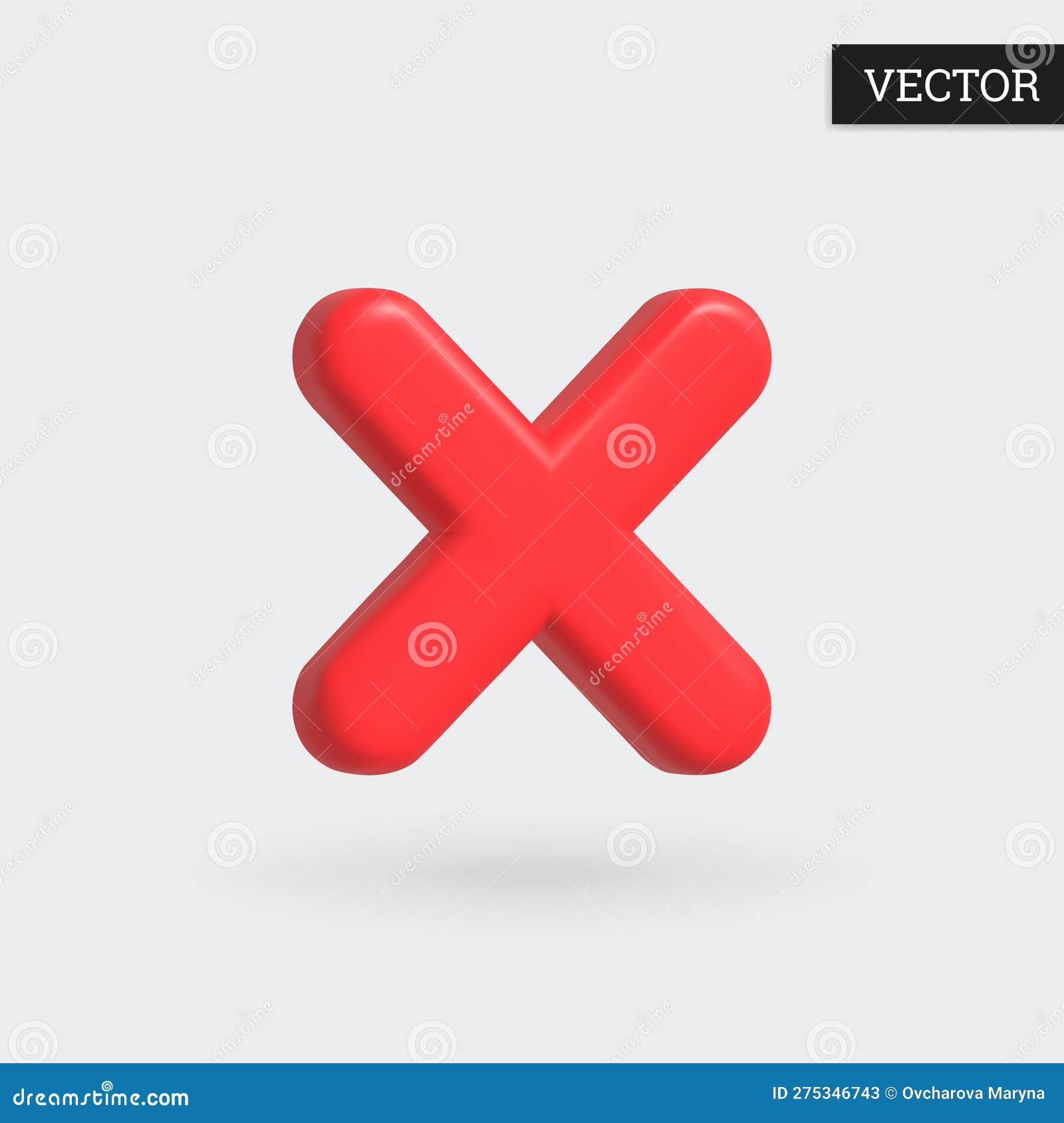 Red Cross Mark Icon 3d. Decline Sign. Stock Vector - Illustration of ...