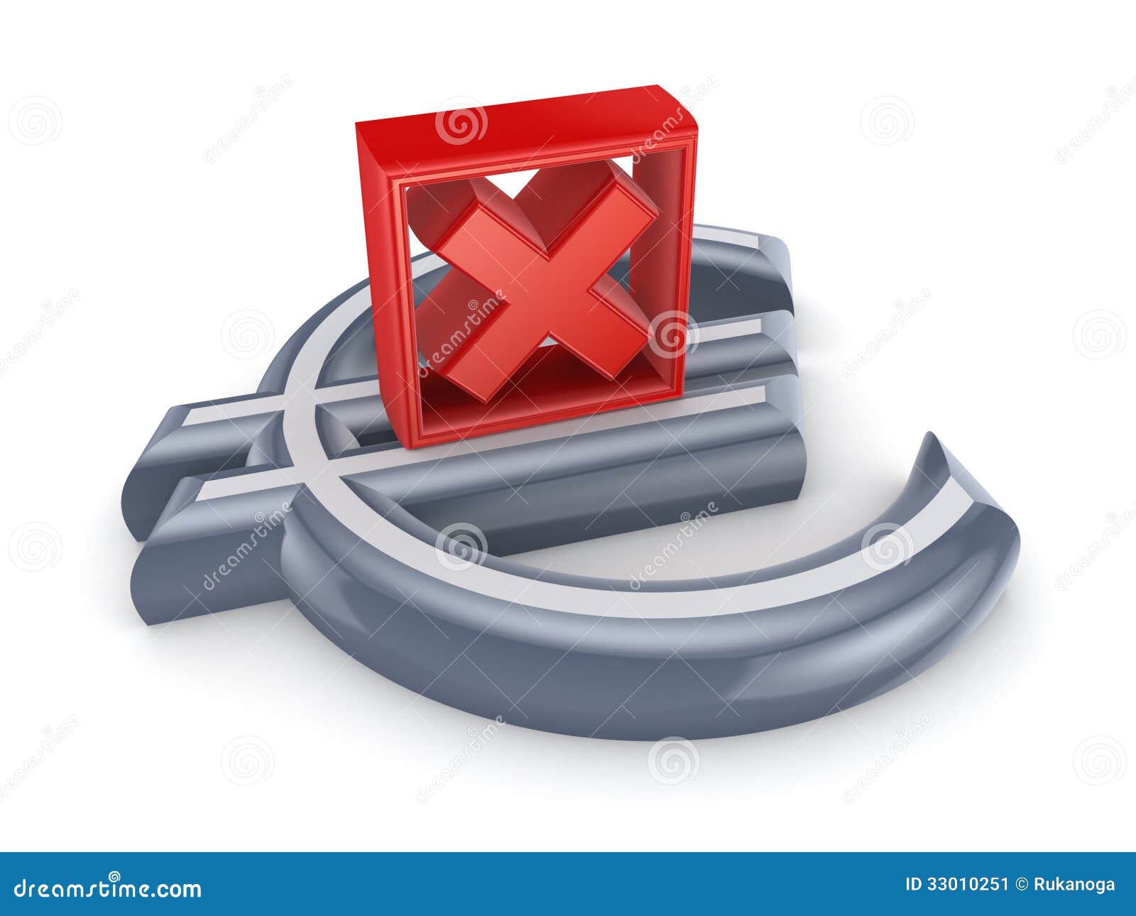 Red Cross Mark on a Sign of Euro. Stock Image - Image of false ...