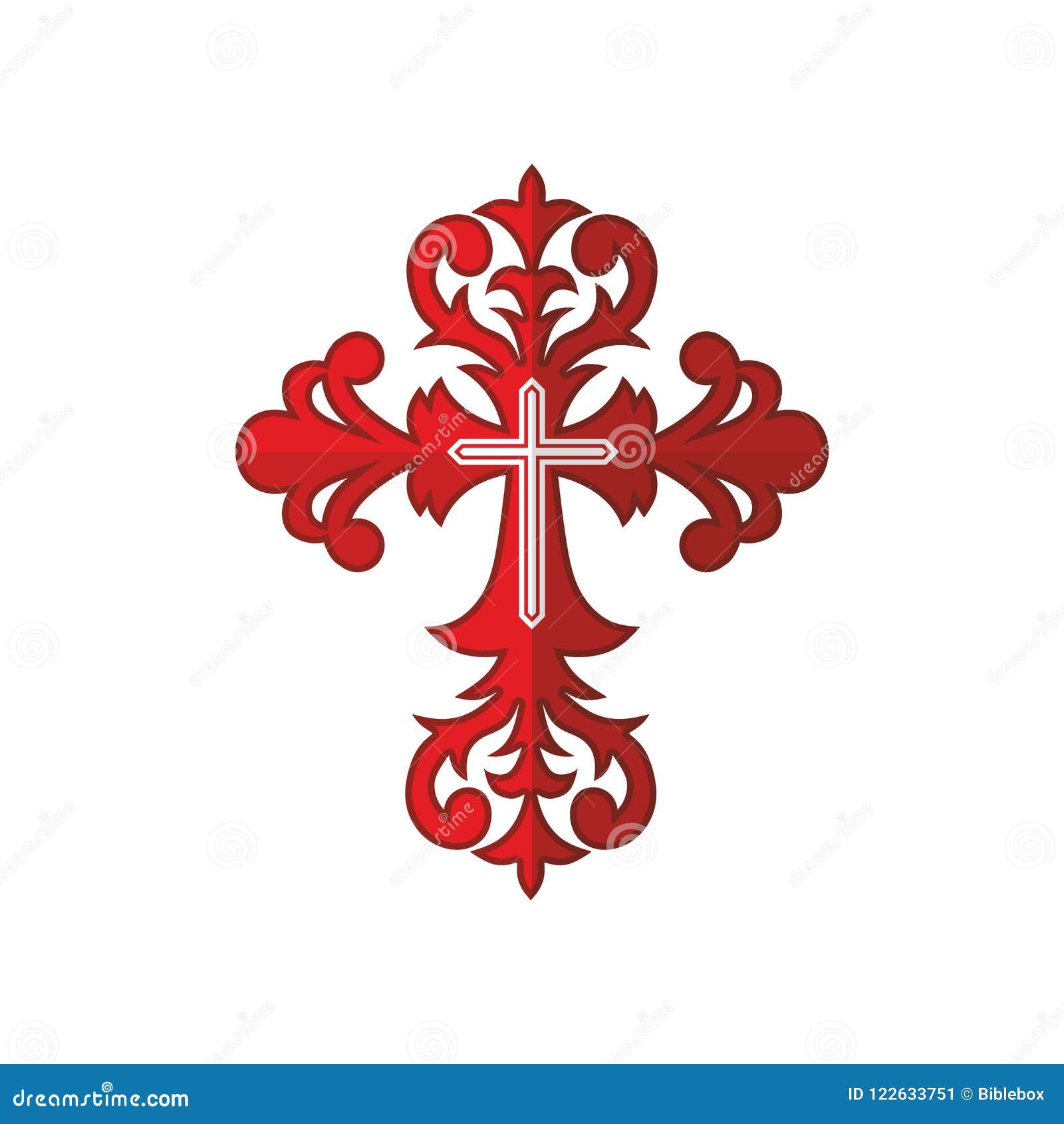 Red Cross with the Ornament. Stock Vector - Illustration of dove ...