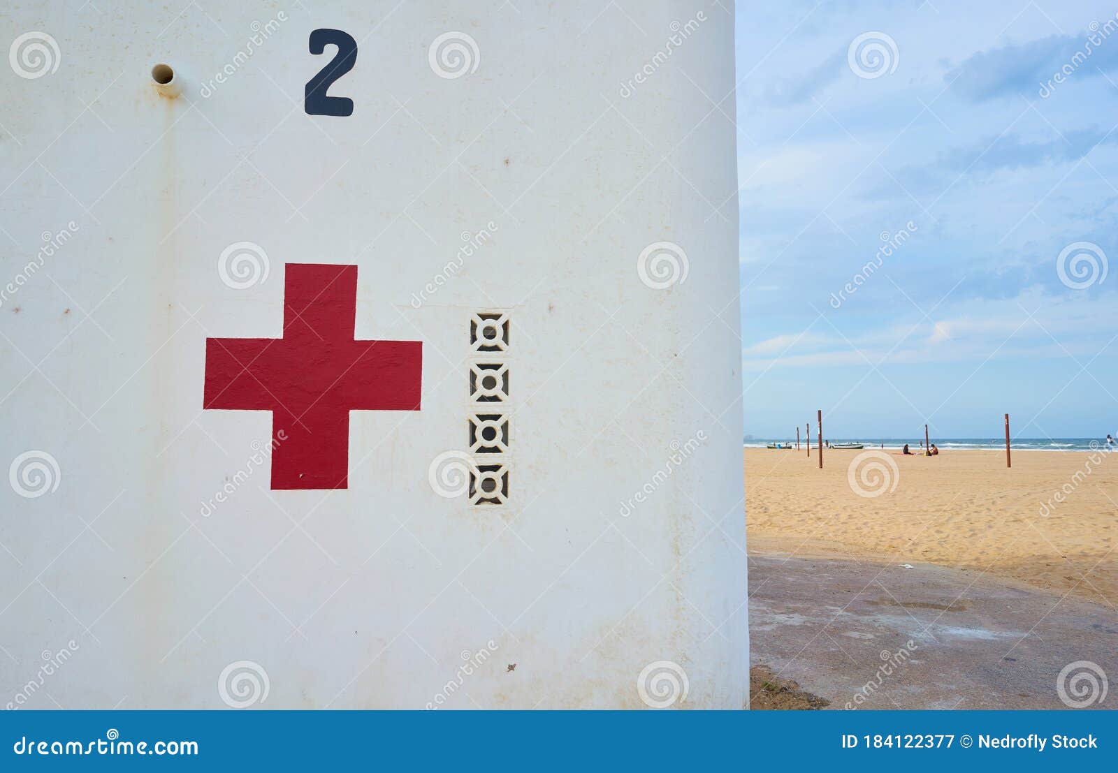 Red Cross Post on the Malvarrosa Beach in Valencia Editorial ...