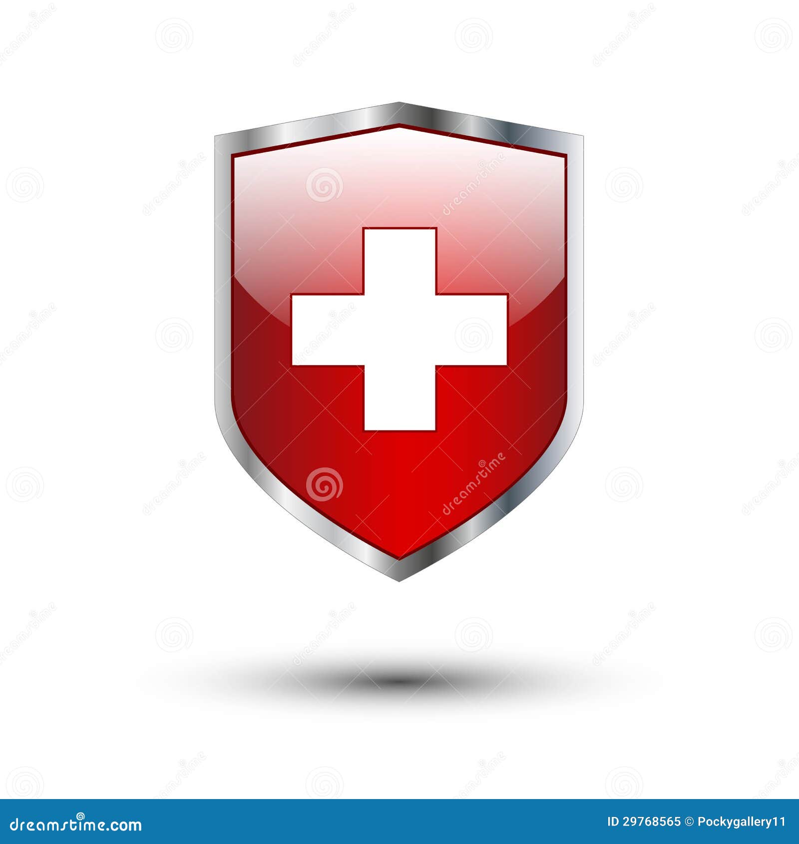 Red cross on silver shield stock vector. Illustration of icon - 29768565
