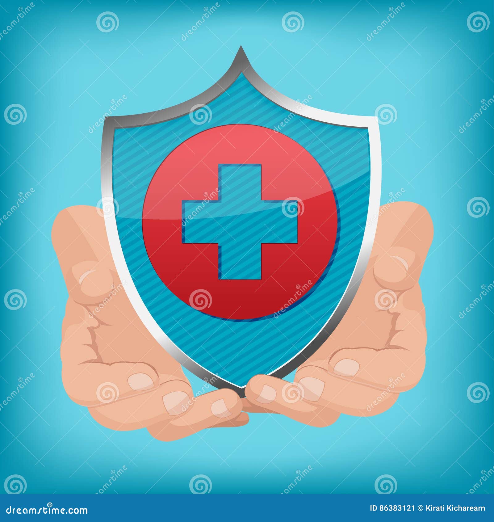 Red Cross Shield Hand Hold Vector Stock Illustration - Illustration of ...