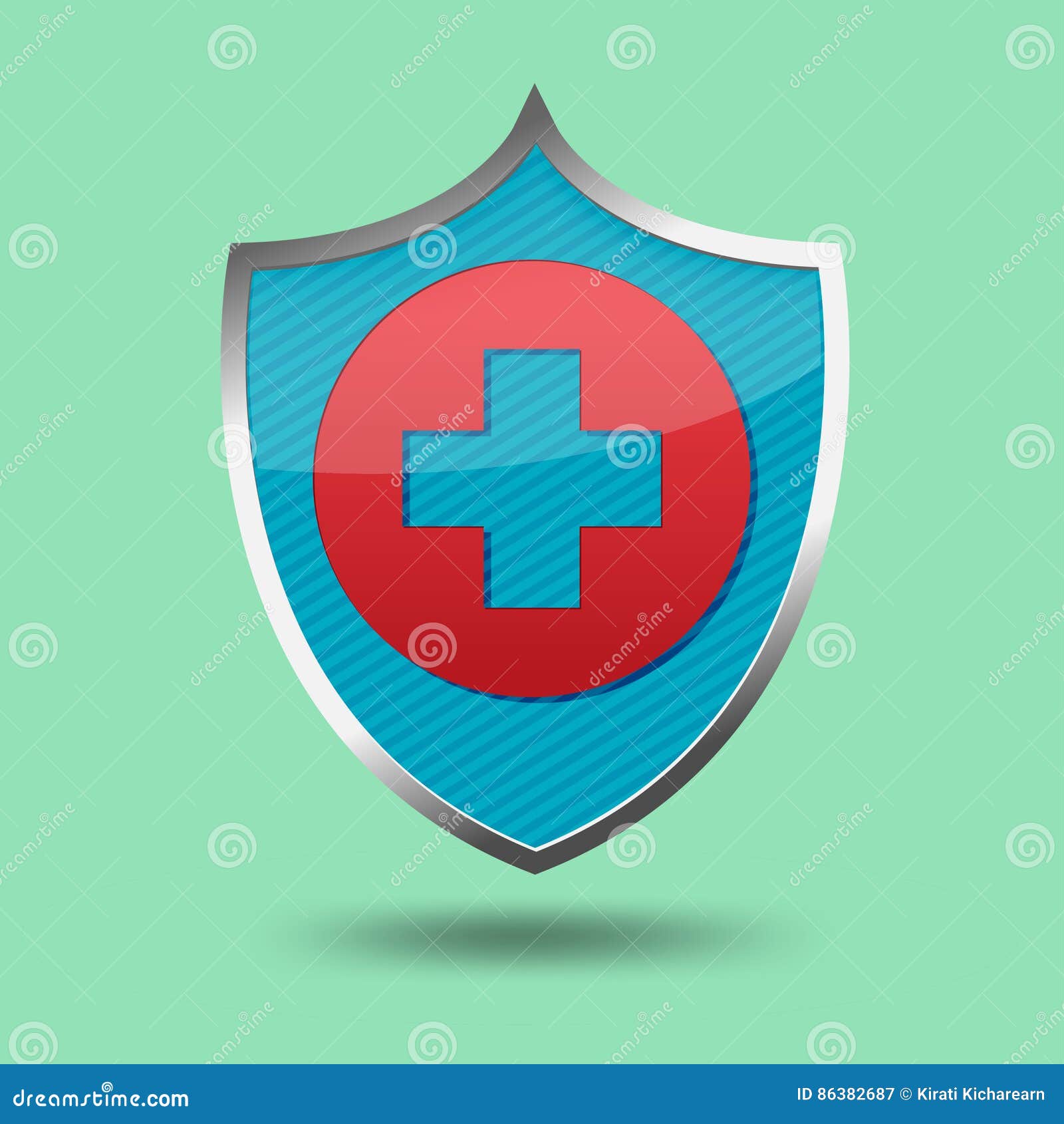 Red Cross Shield Symbol Icon Vector Stock Vector - Illustration of ...