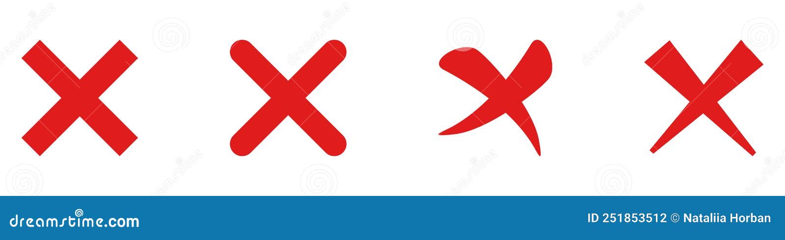 Red Cross Sign Set. Wrong Mark Collection Stock Vector - Illustration ...