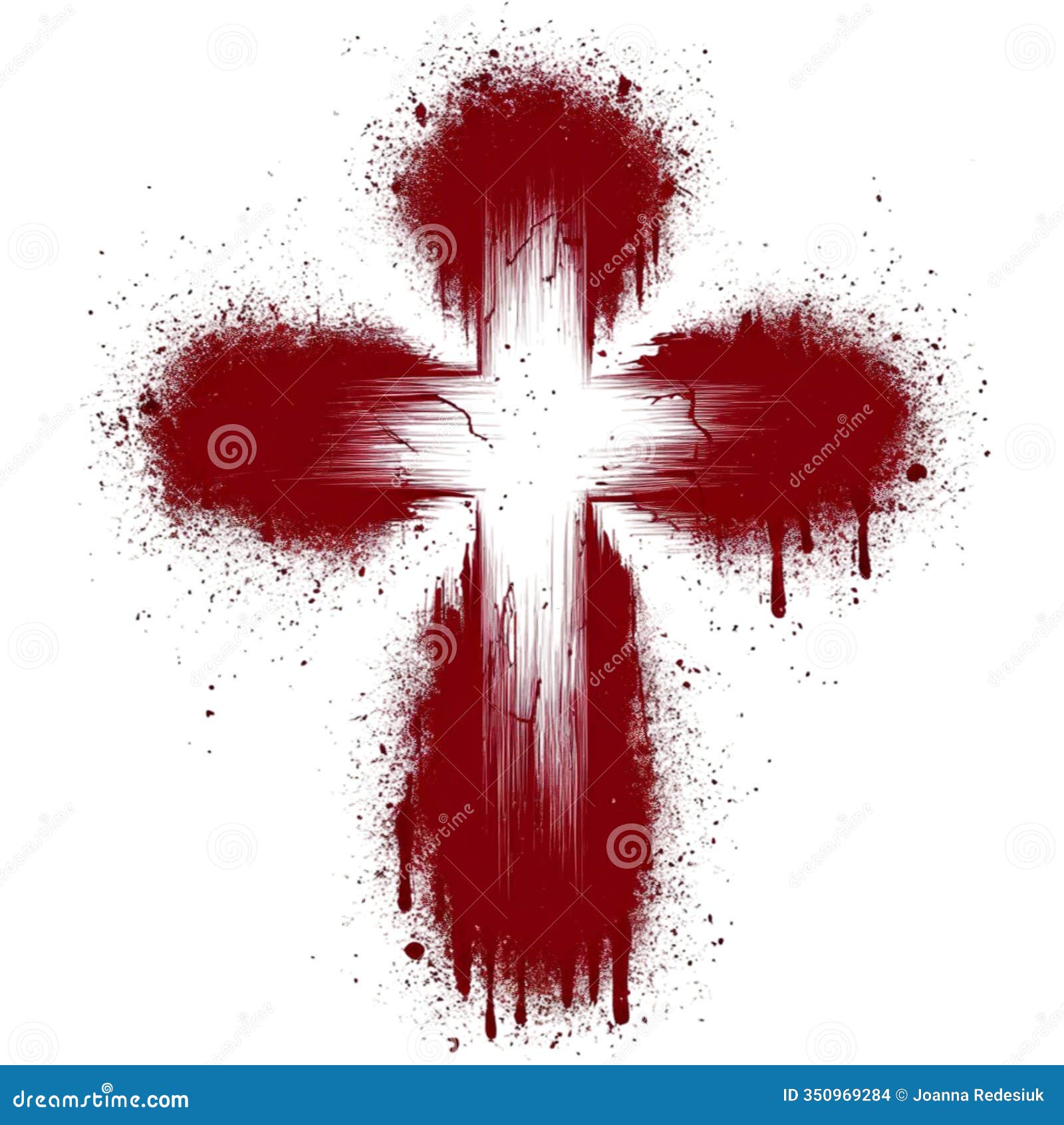 A Red Cross with Splattered Edges Creates a Striking Impression Stock ...