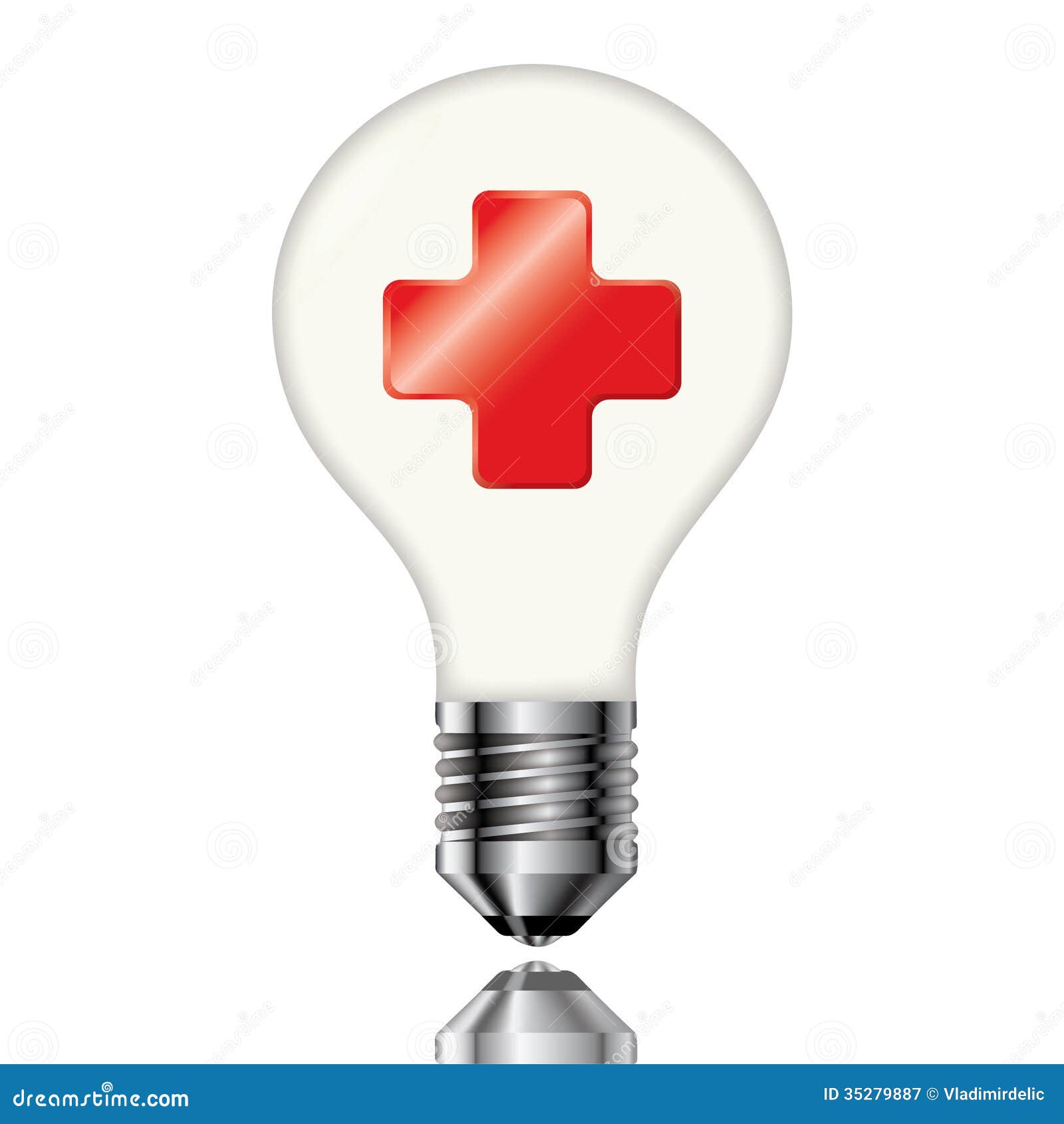 Red Cross Symbol in the Light Bulb Editorial Photography - Illustration ...