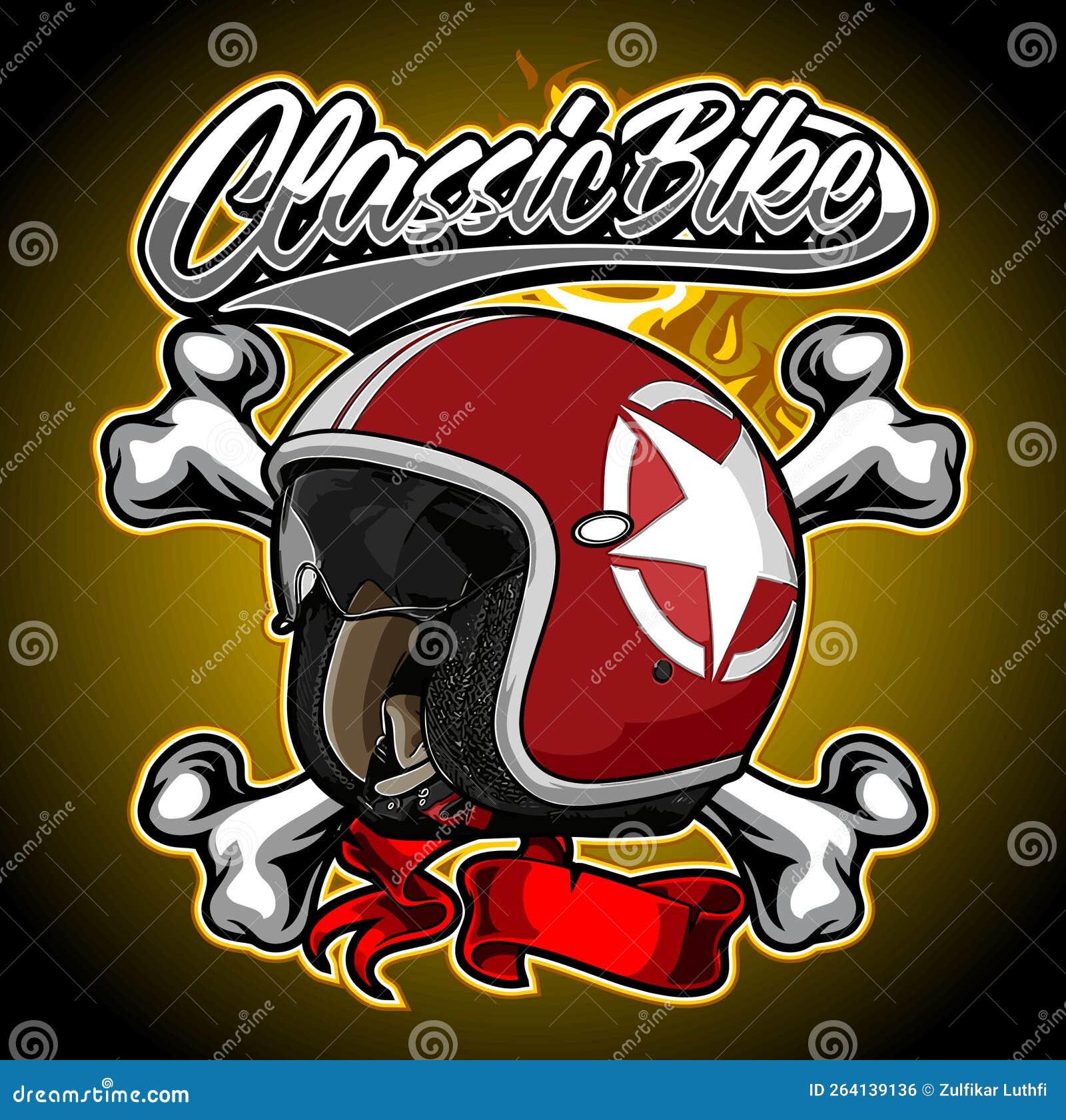 Red and Crossbones Retro Half Face Helmet Stock Vector - Illustration ...