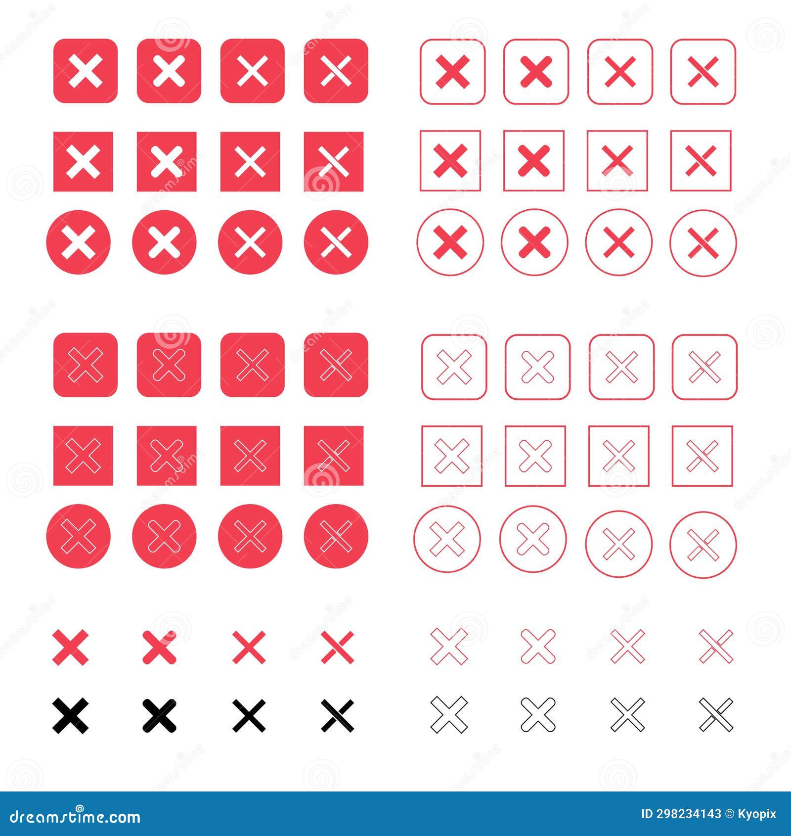 Different Variant Red Cross and Incorrect Icon Stock Vector ...