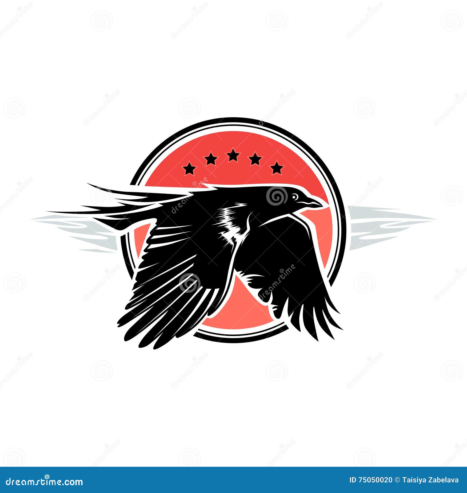 Red crow label stock vector. Illustration of five, flying - 75050020