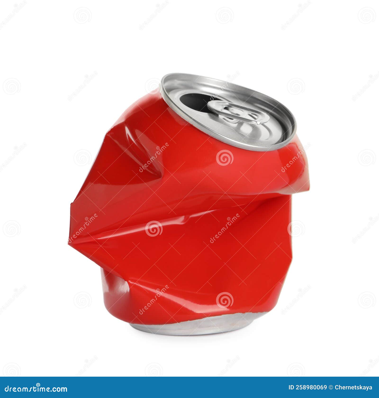 Red Crumpled Can with Ring Isolated on White Stock Image - Image of ...