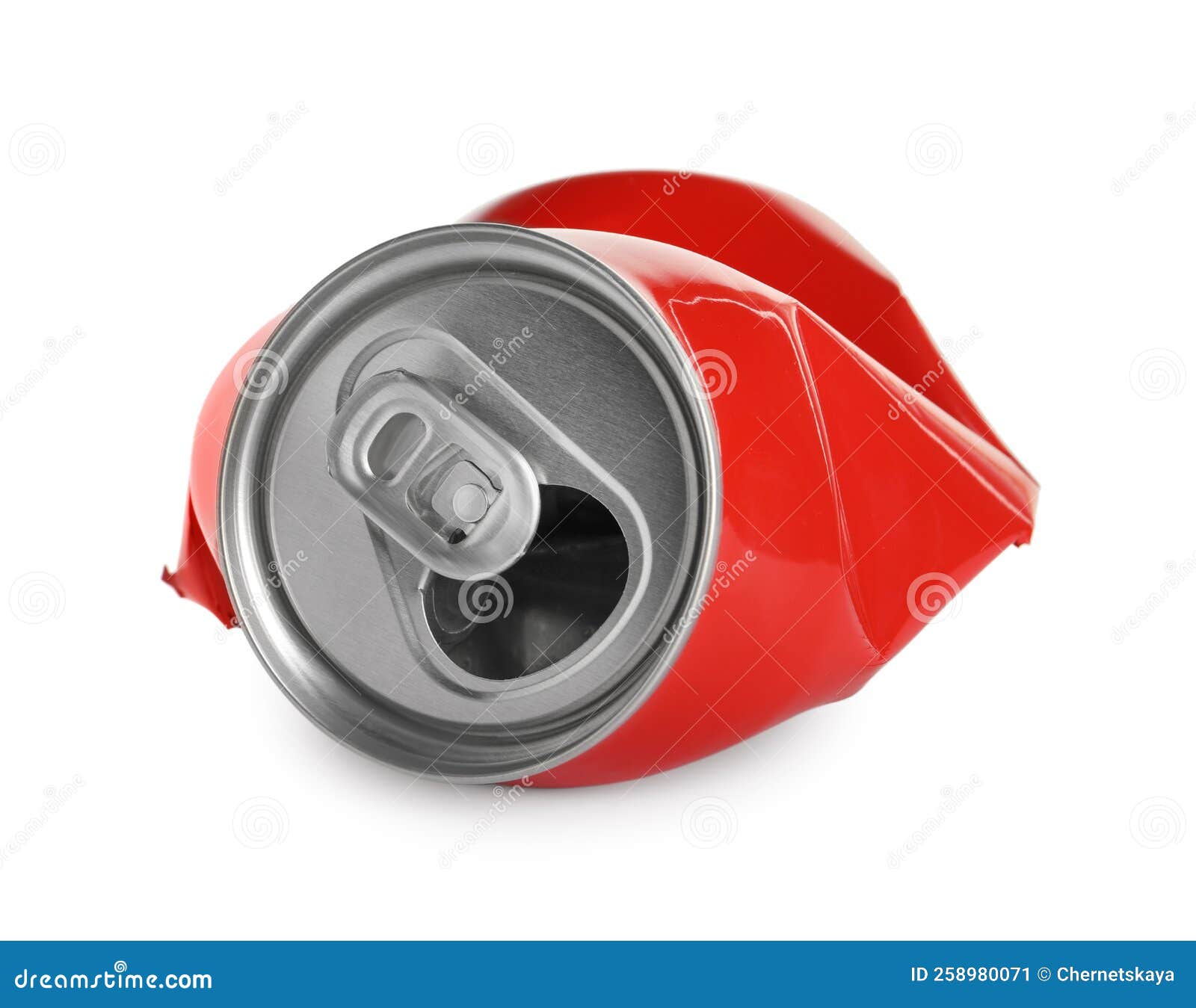 Red Crumpled Can with Ring Isolated on White Stock Image - Image of ...