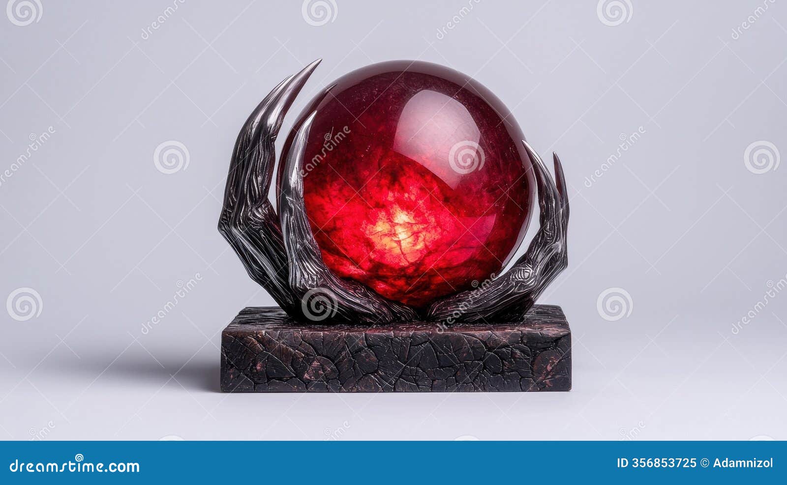 Red Crystal Ball in Clawed Hands on Dark Base Stock Illustration ...