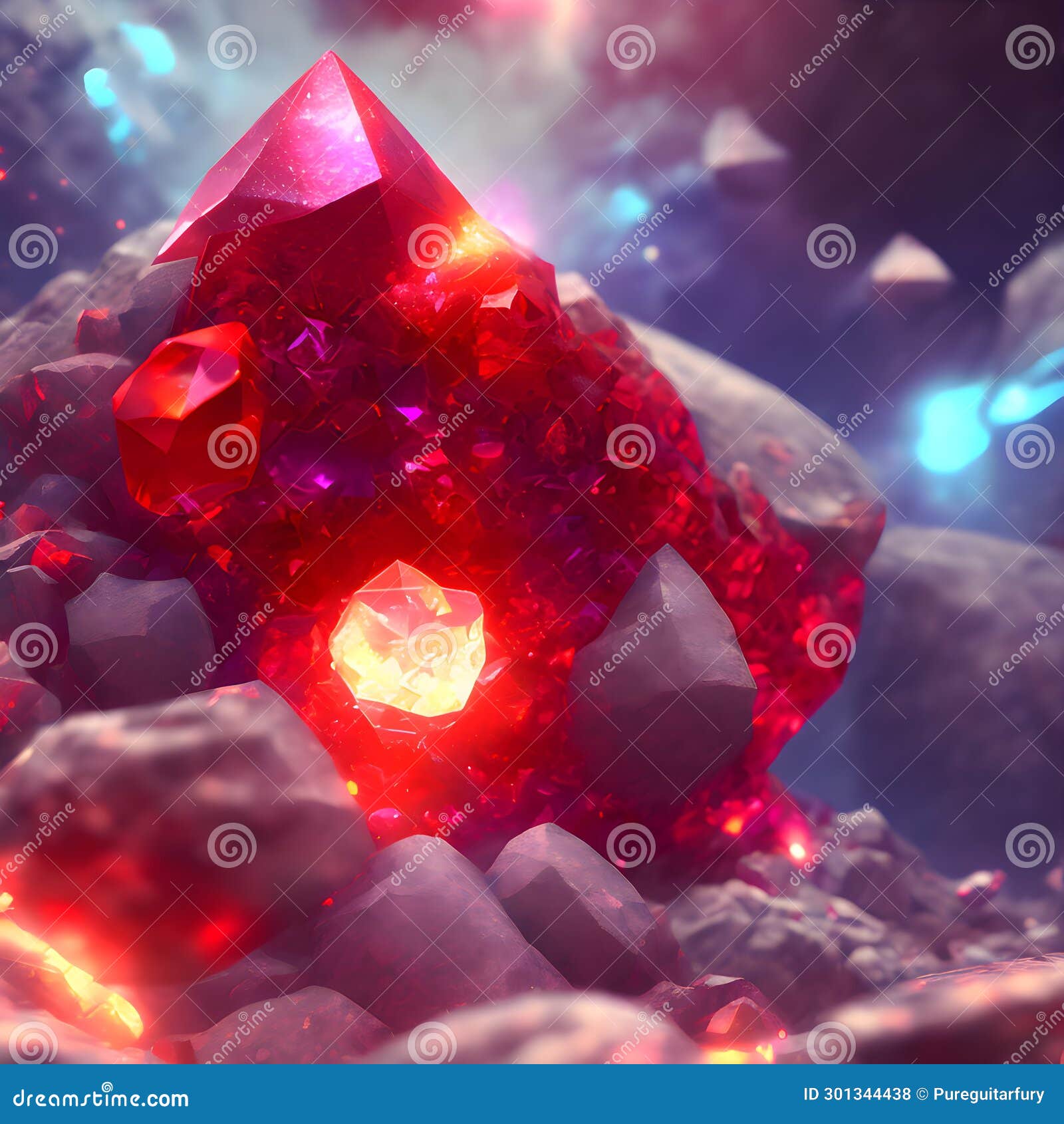 Red Crystal Landscape stock illustration. Illustration of crystals ...