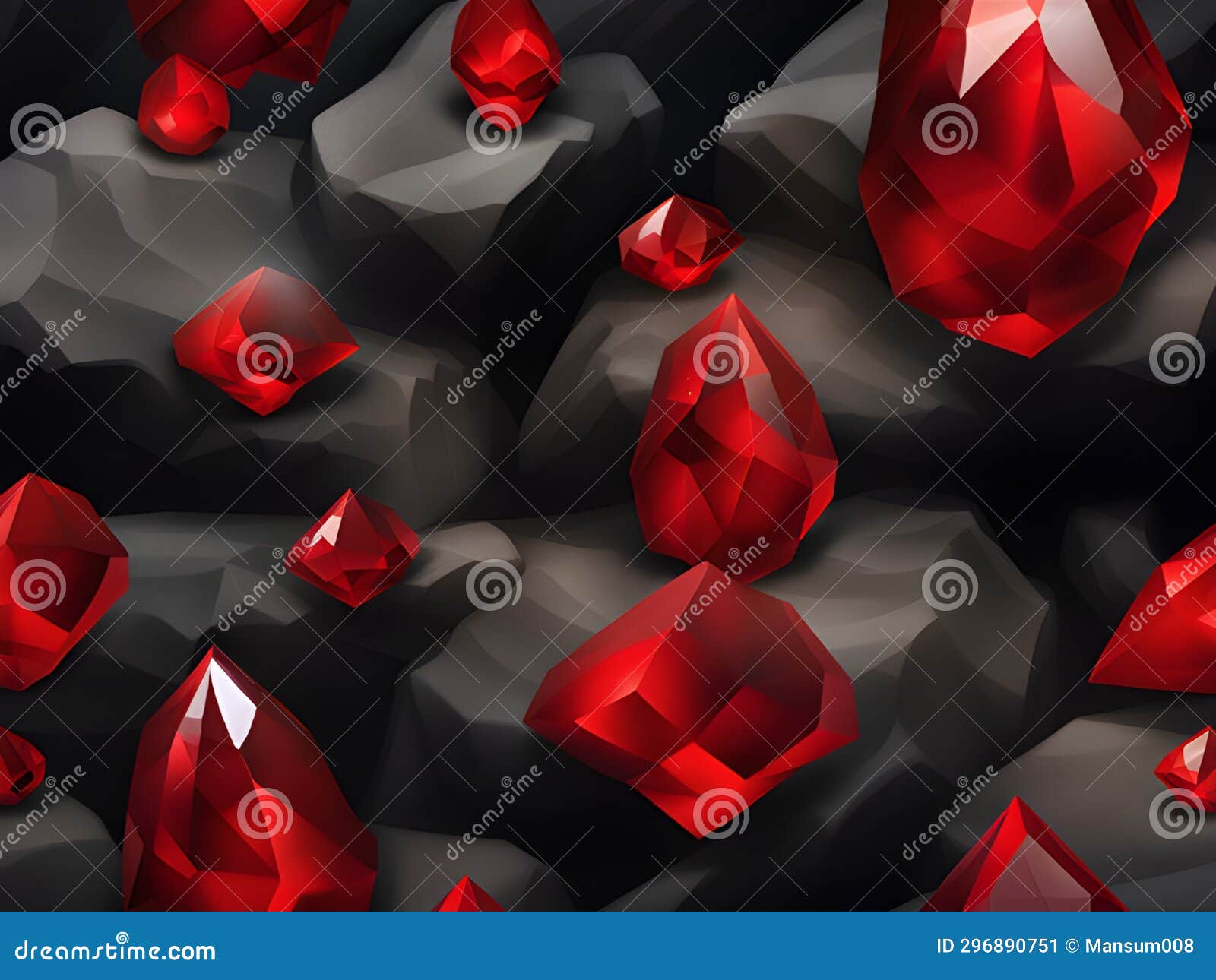 Red Crystals in Dark Cave Background Stock Illustration - Illustration ...