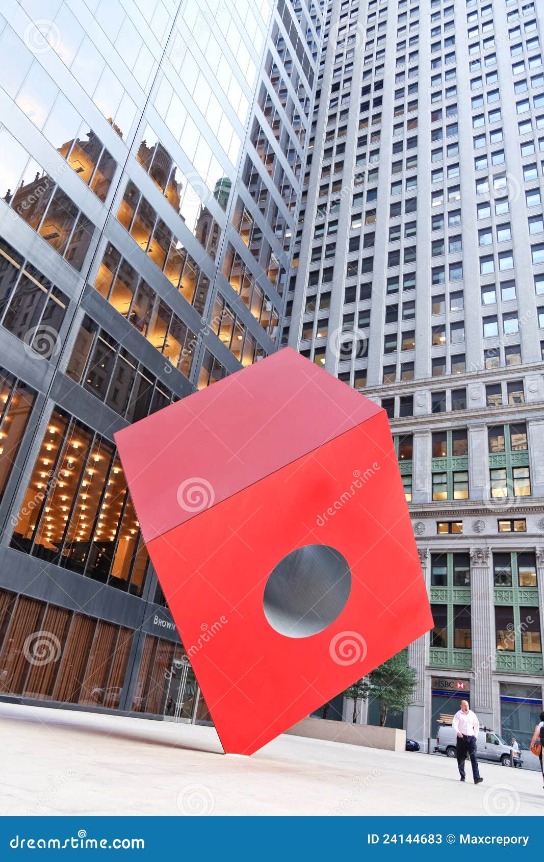 Red Cube editorial stock photo. Image of hsbc, buildings - 24144683