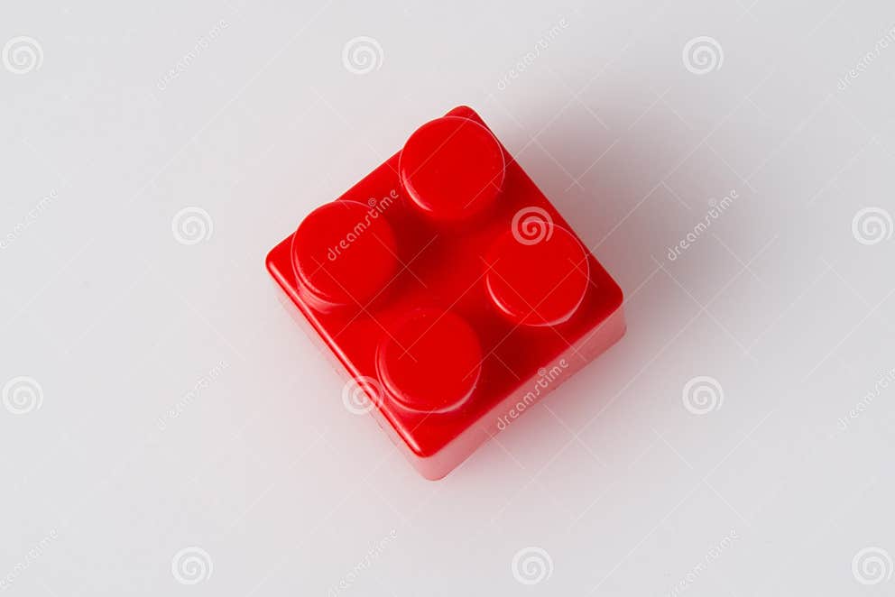 Red Cube Block Constructor on a White Background with Copy Space ...