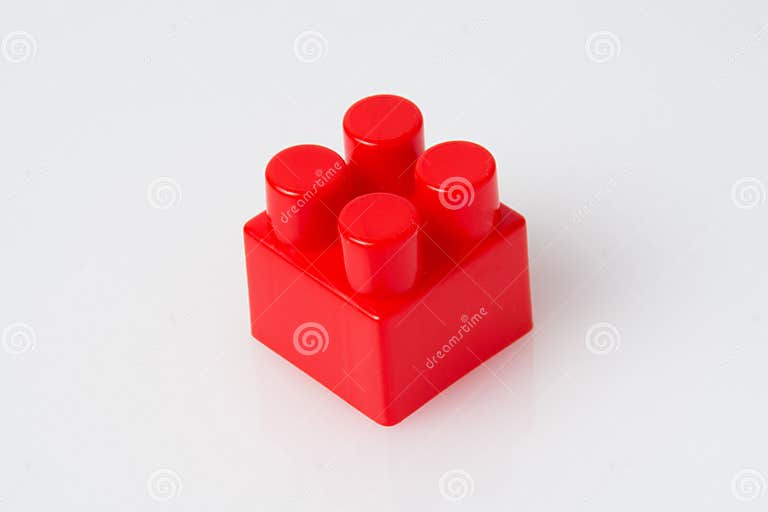 Red Cube Block Constructor on a White Background with Copy Space ...