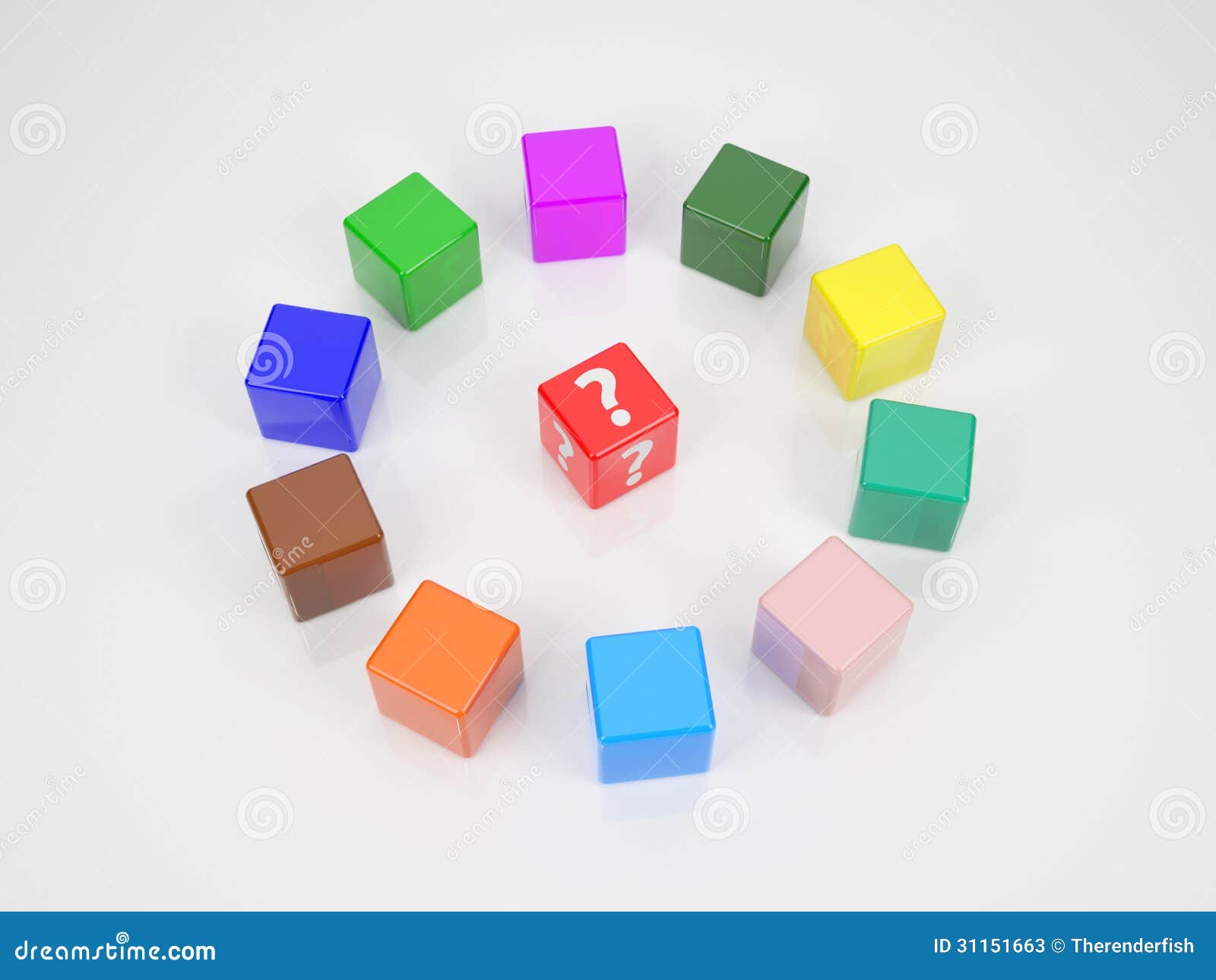 Red Cube in Center of Colored Cubes Stock Illustration - Illustration ...