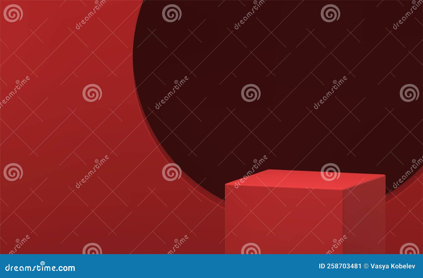 Red Cube 3d Podium Red Geometric Squared Stage Empty Performance ...