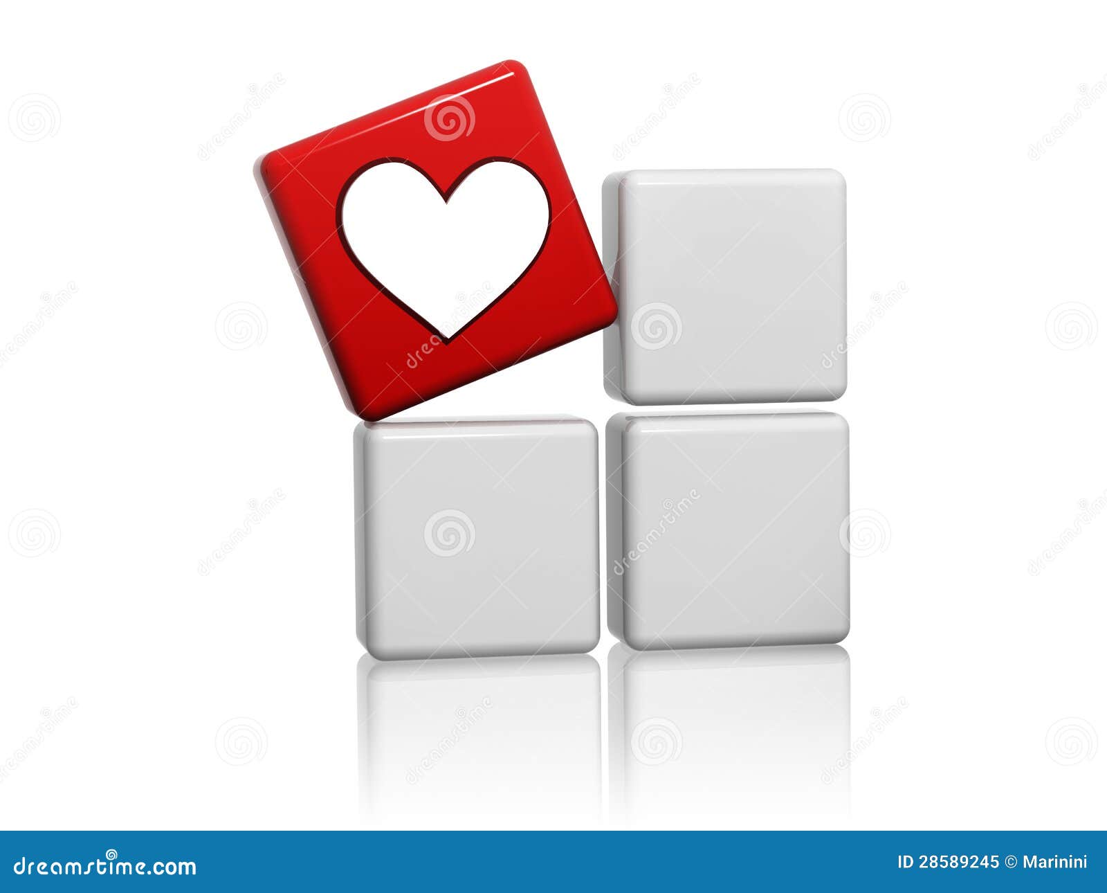 Red Cube with Heart Sign on Boxes Stock Illustration - Illustration of ...