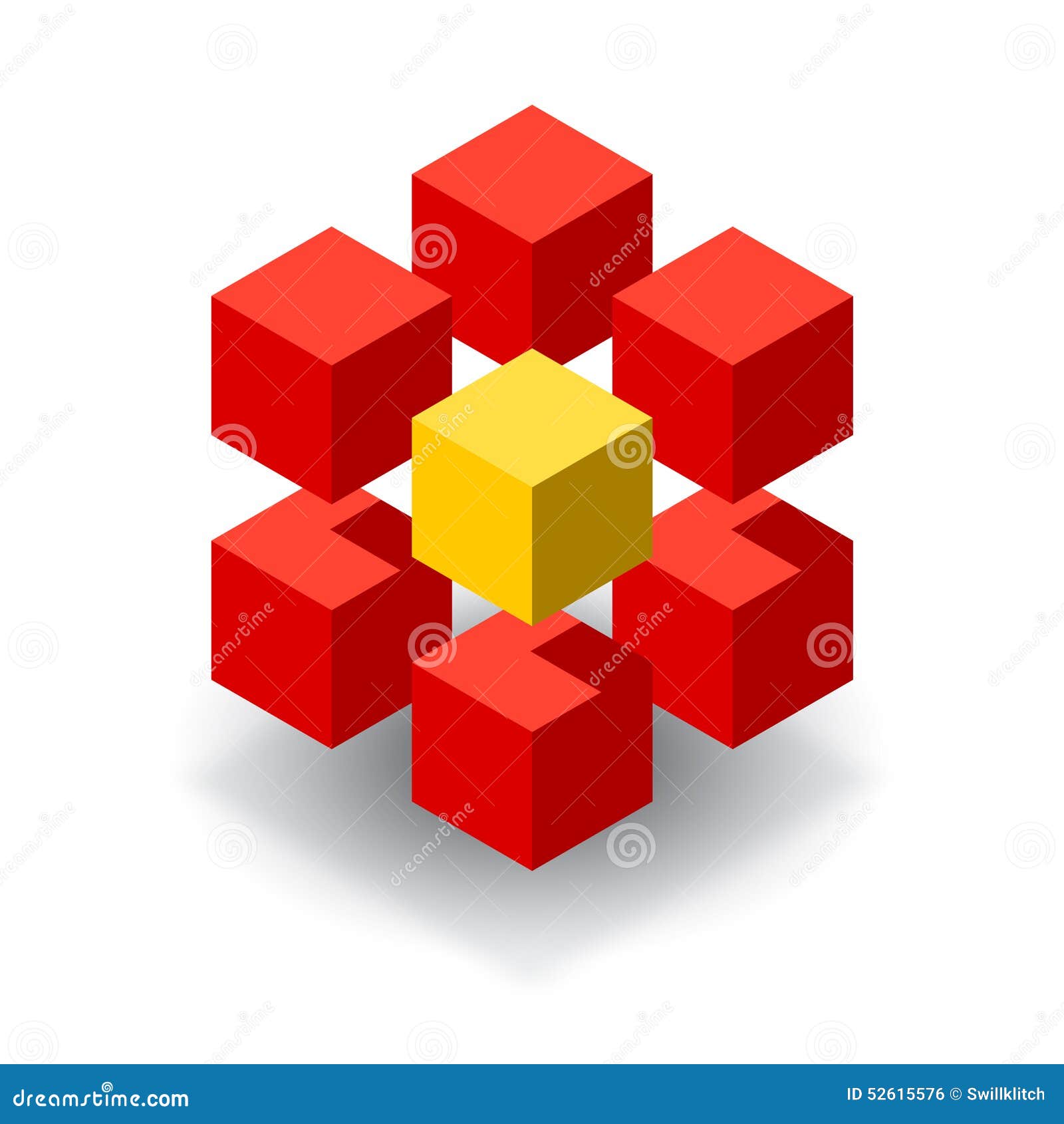 Red Cube Logo with Yellow Segments Stock Vector - Illustration of cubic ...