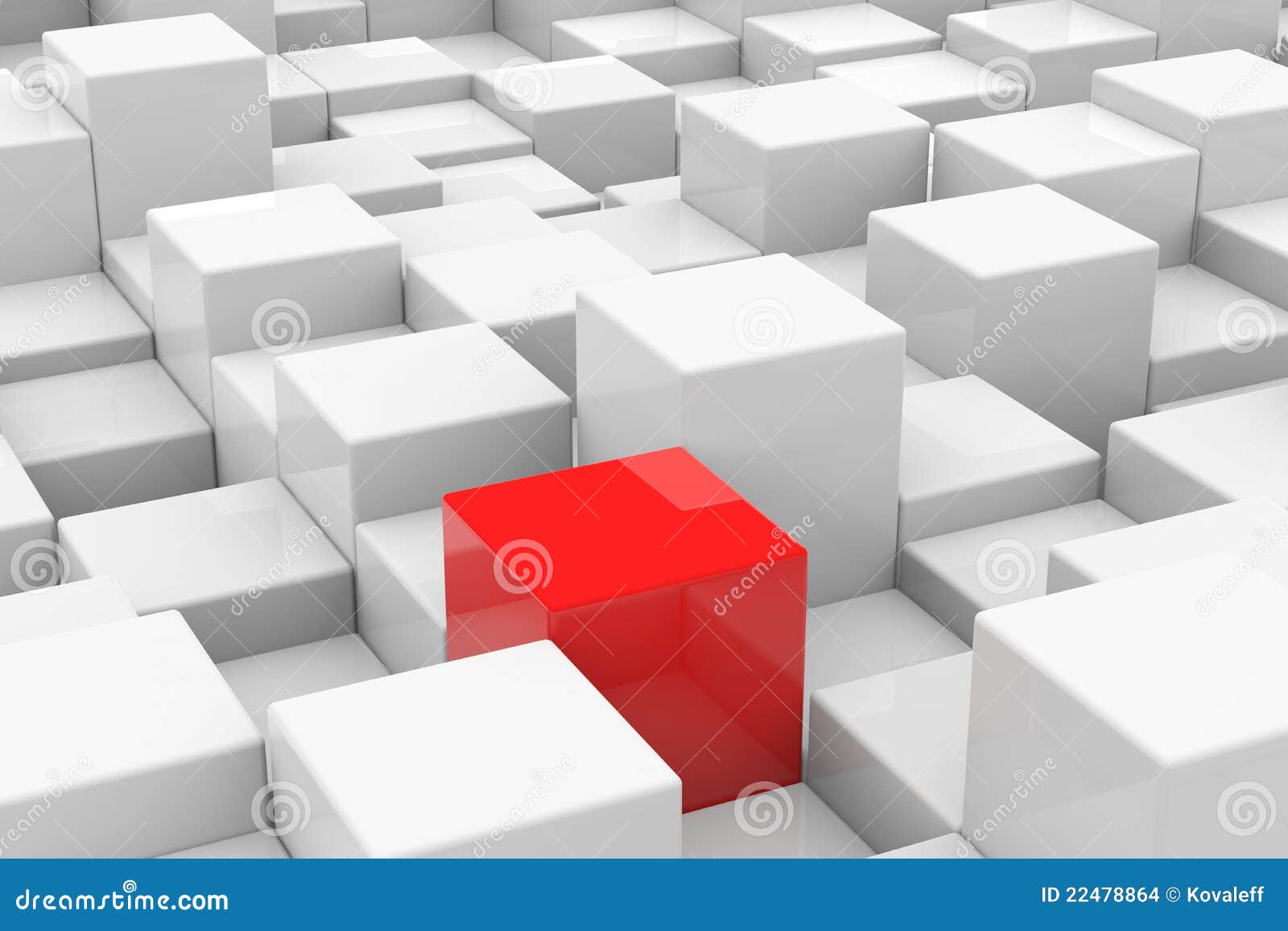 Red Cube among White Cubes. Unique Concept. Stock Illustration ...