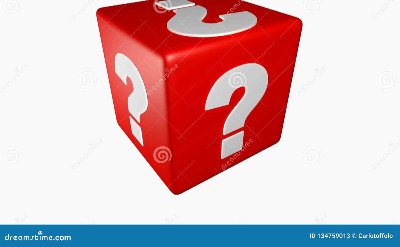 Red Cube with Question Marks is Rotating Isolated on White Background ...