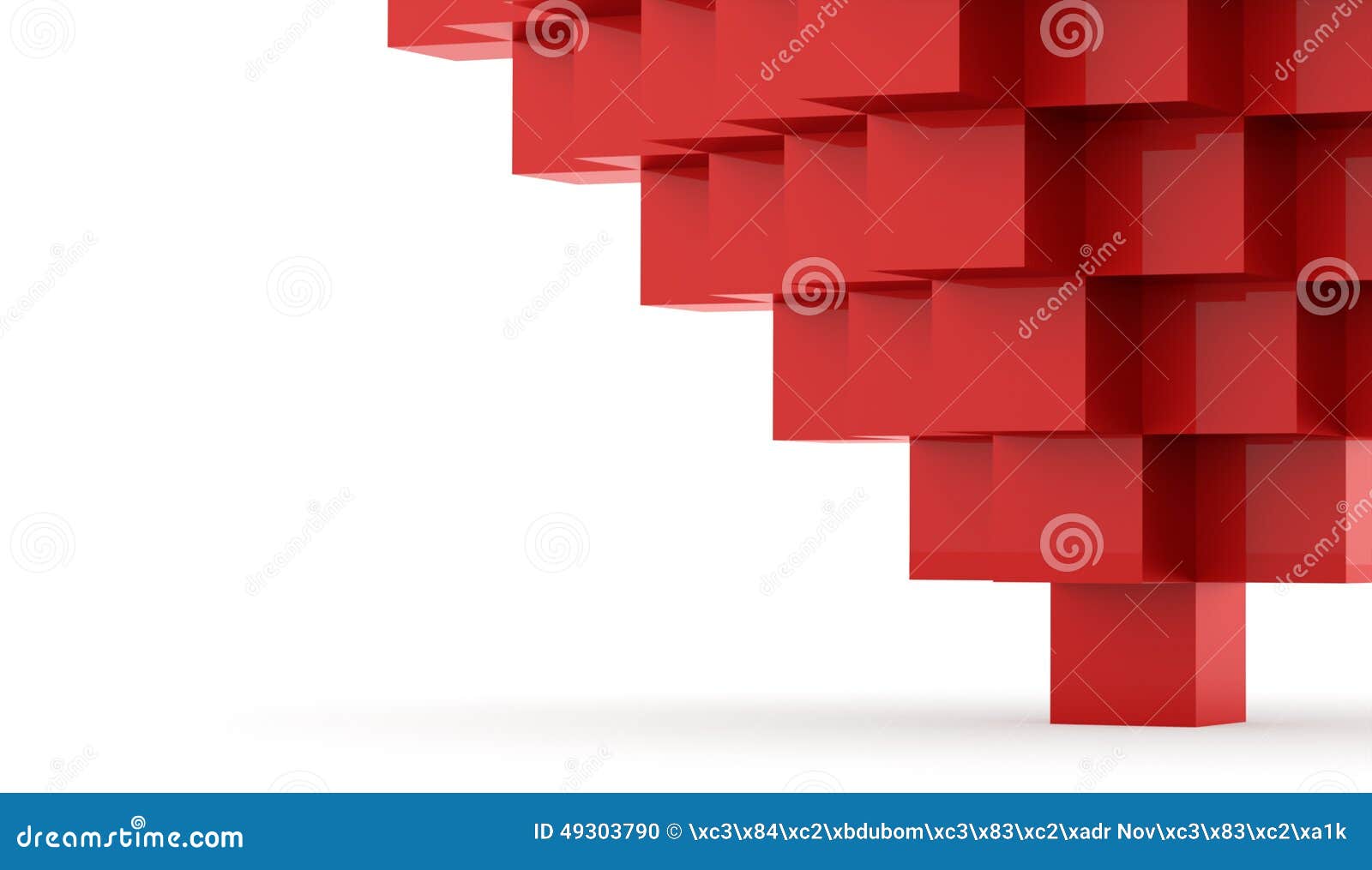 Red Cubes Concept Rendered on White Stock Illustration - Illustration ...