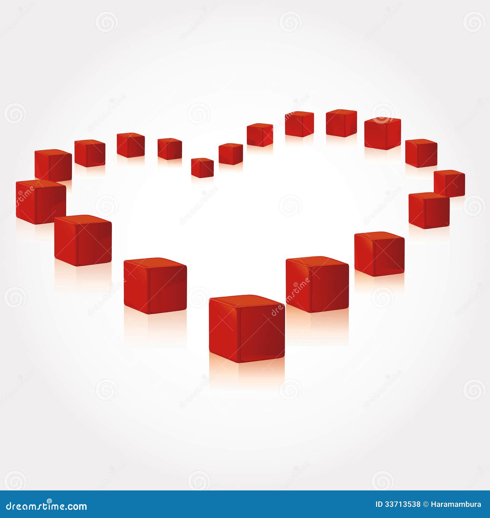 Red Cubes in the Form of Heart Stock Vector - Illustration of cube ...