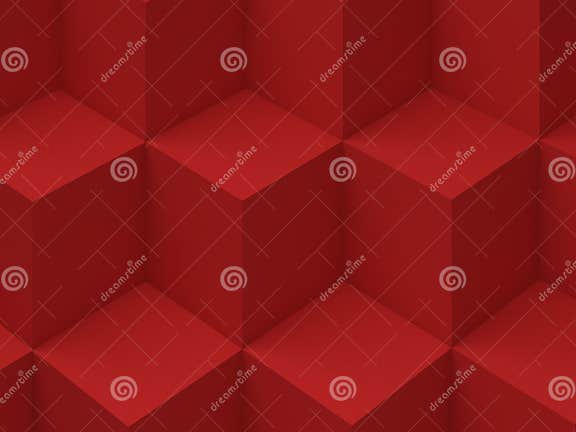 Red Cubes Pattern, 3d Render Illustration Stock Illustration ...