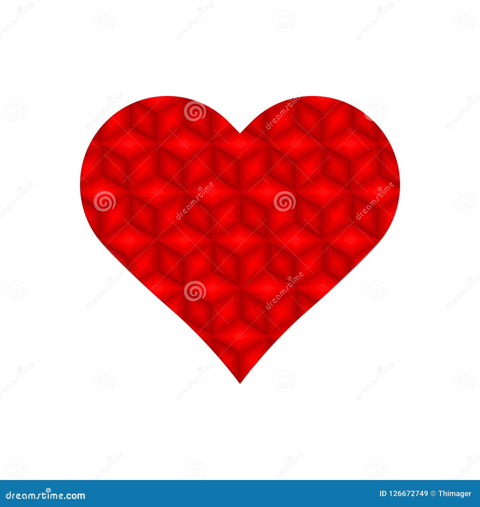 Red Cubes Pattern on Heart Symbol. Stock Illustration - Illustration of ...