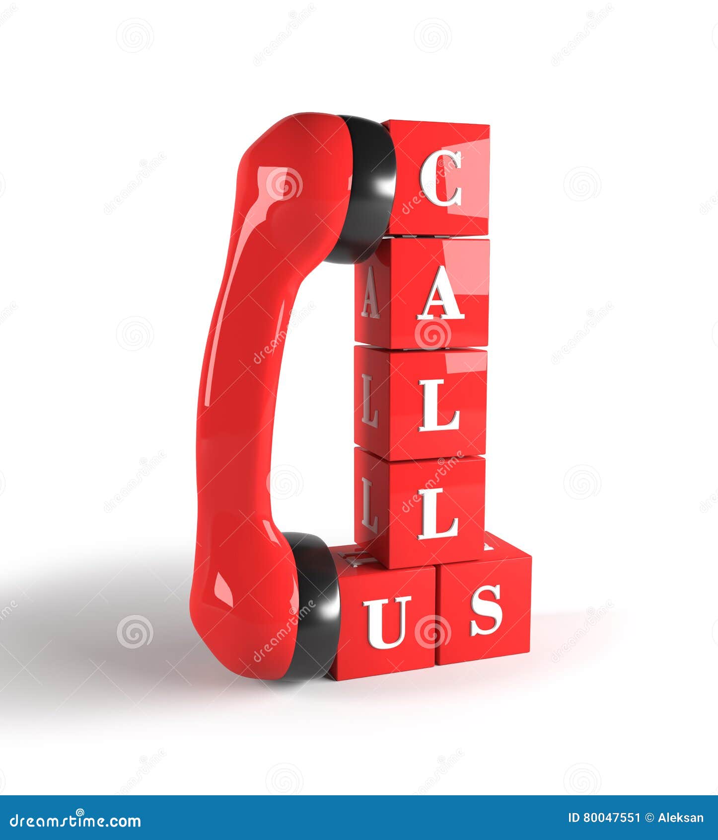 Red Cubes with Phone Handle. 3D Rendering. Stock Illustration ...