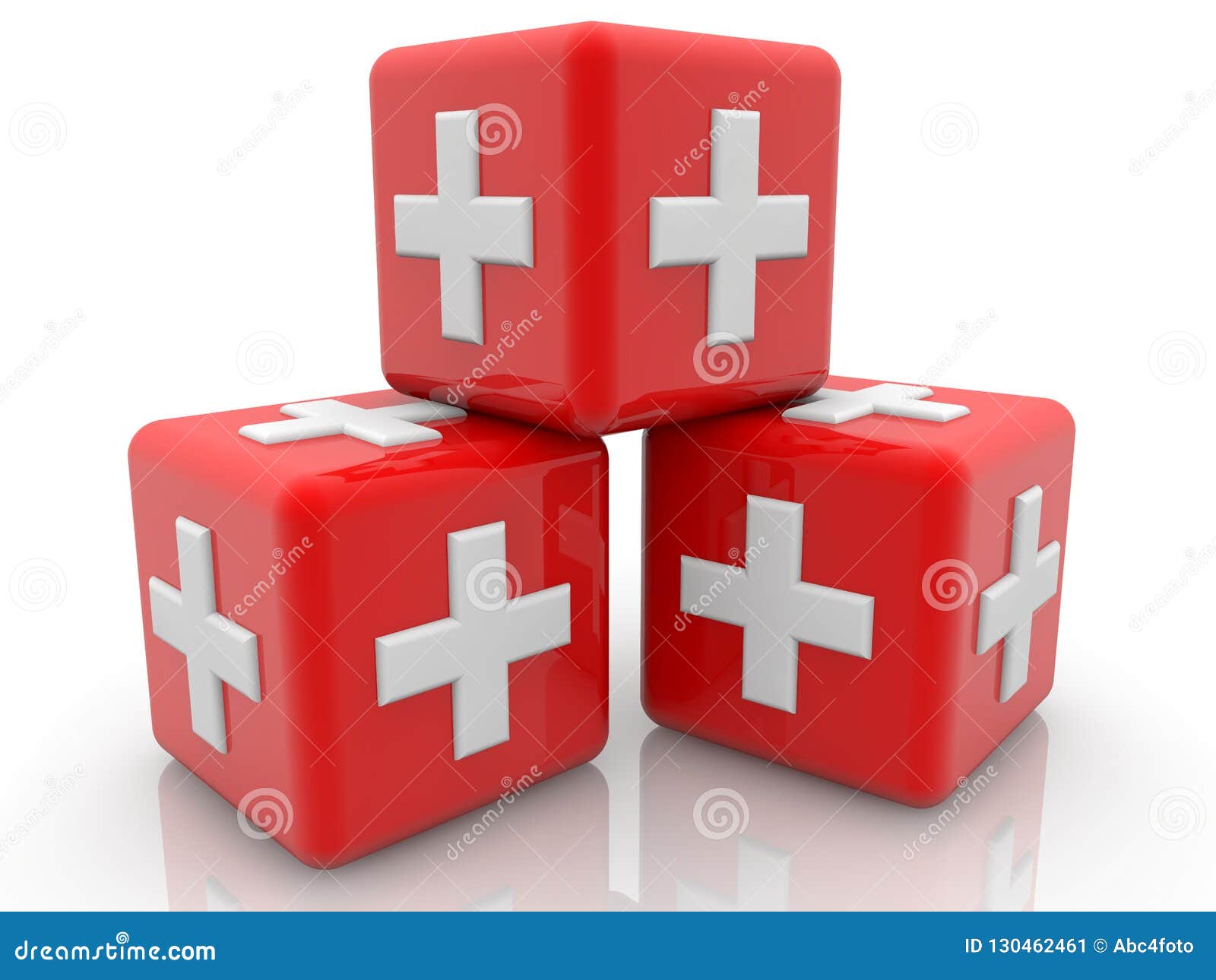 Red Cubes with White Cross Concept on White Background Stock ...