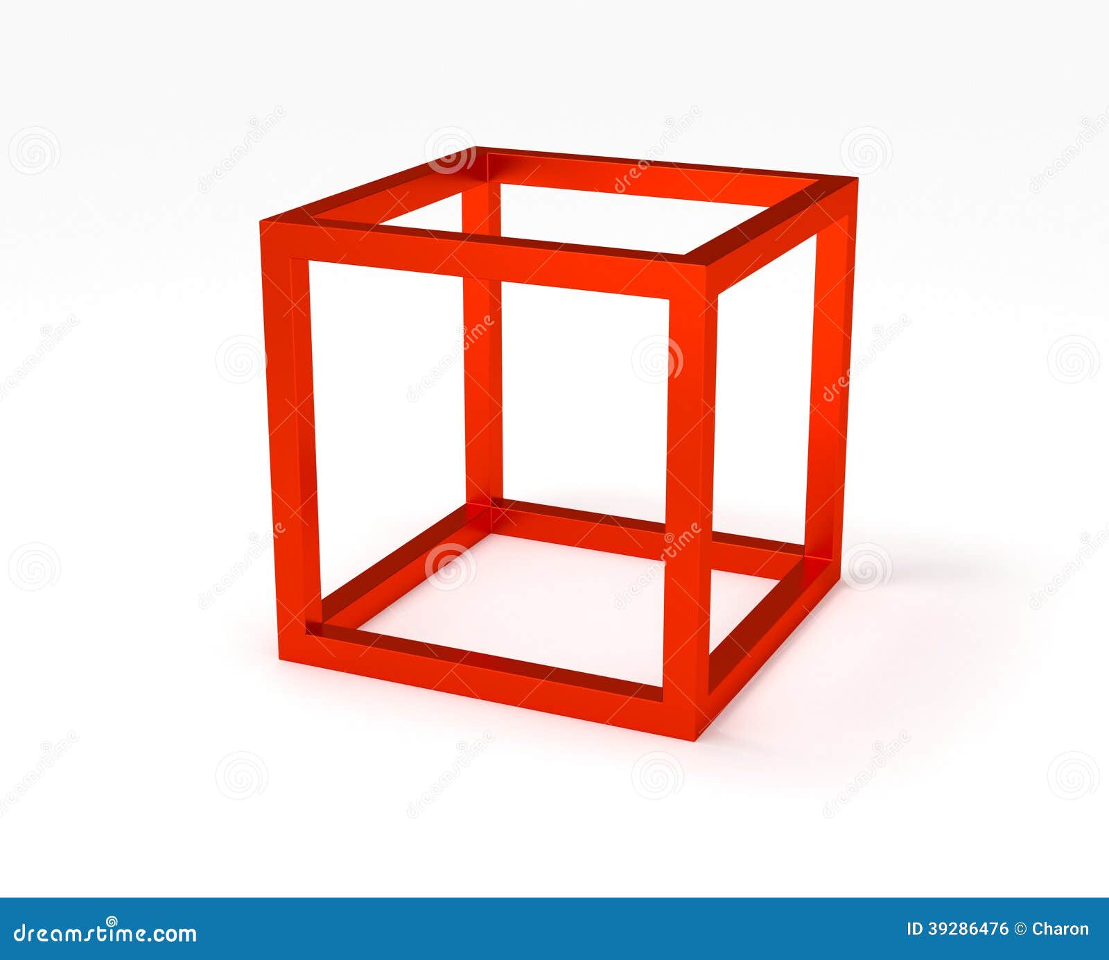 Red cubic frame structure stock illustration. Illustration of isolated ...