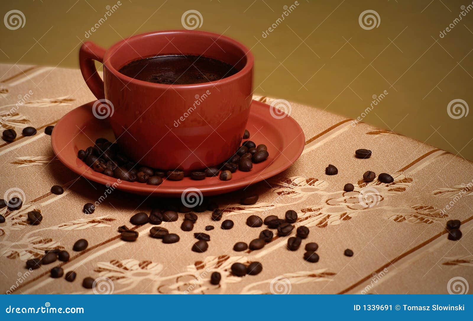 Red cup of coffee stock image. Image of ceramics, breaktime - 1339691