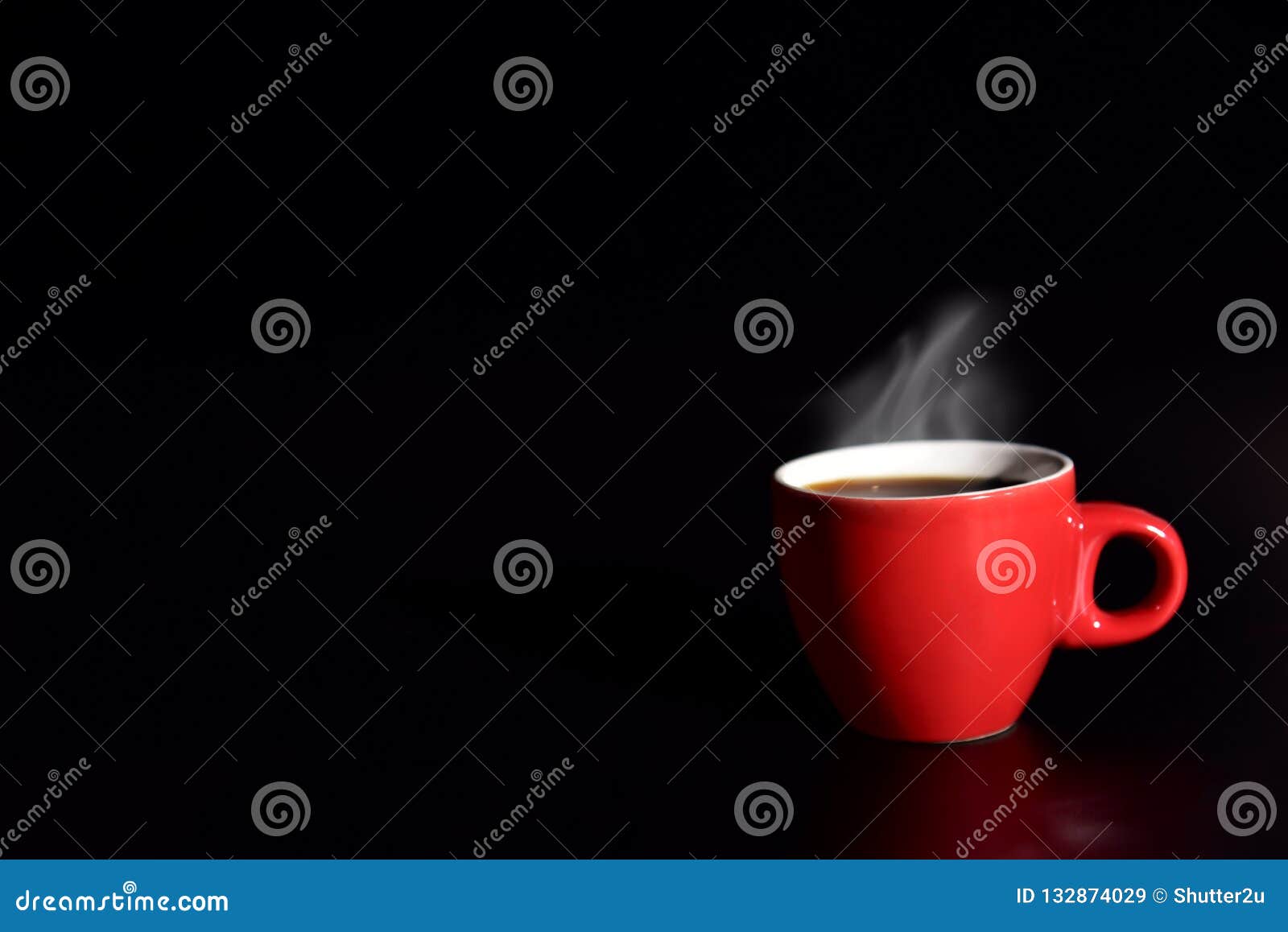 Red Cup Coffee on Black Background for Love Concept, Relax Concept ...