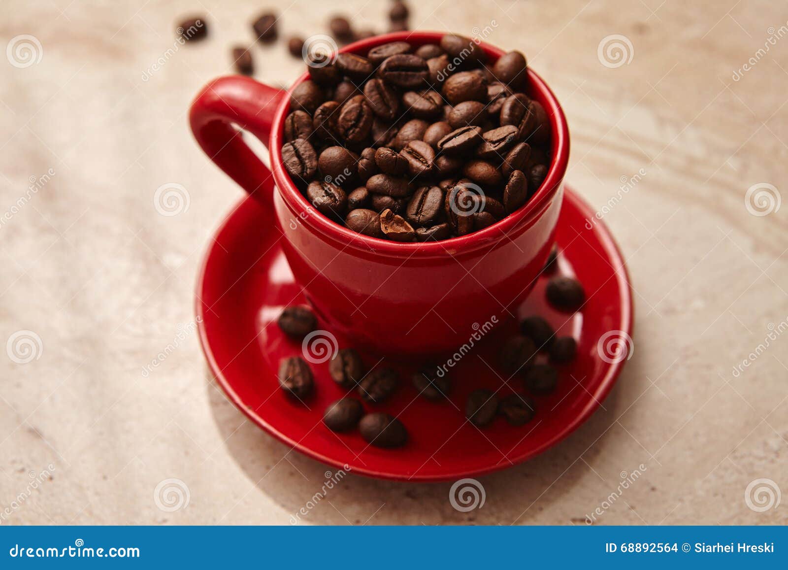 Red cup of coffee stock photo. Image of sugar, caffeine - 68892564