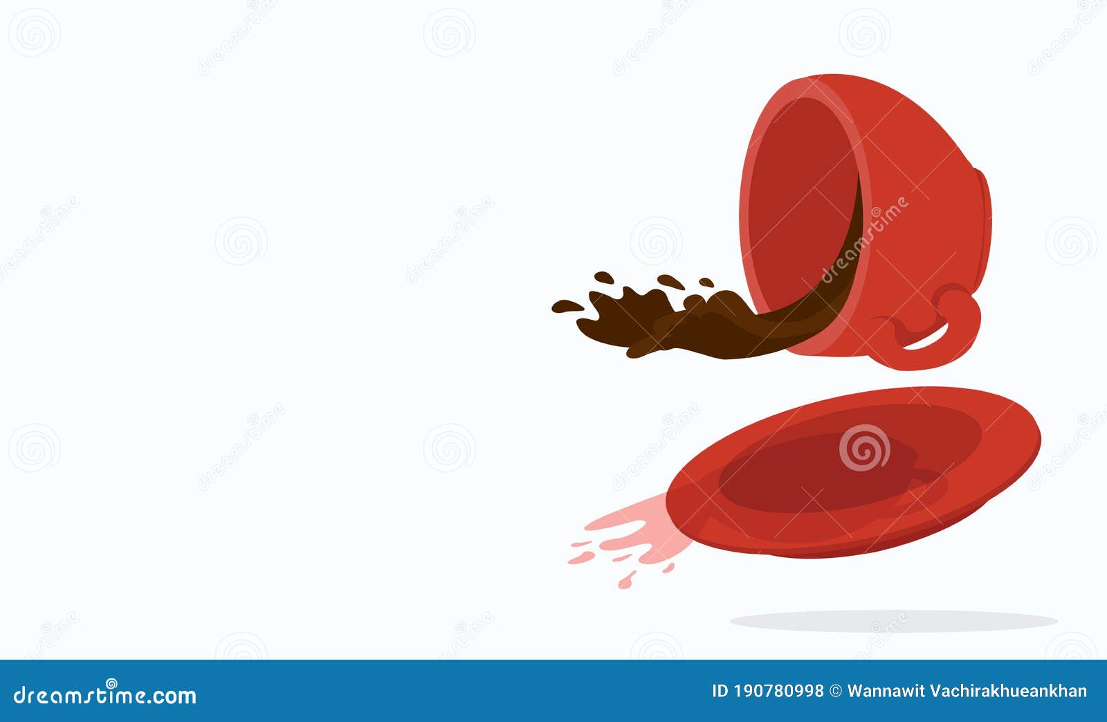 Red Cup with Plate Spilled Coffee Vector Stock Vector - Illustration of ...