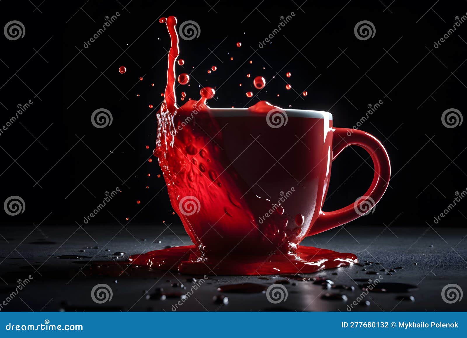 Red Cup with Splash. Neural Network AI Generated Stock Illustration ...