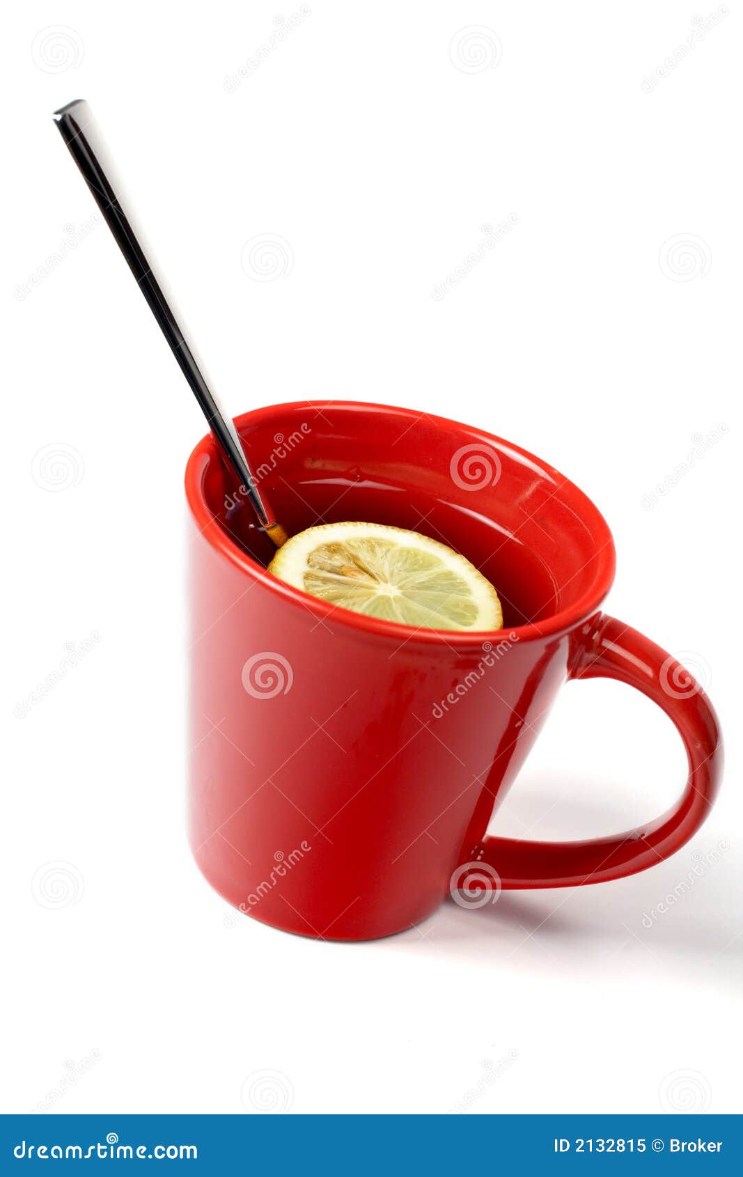 Red Cup of Tea with Lemon and Stock Image - Image of appetizing ...